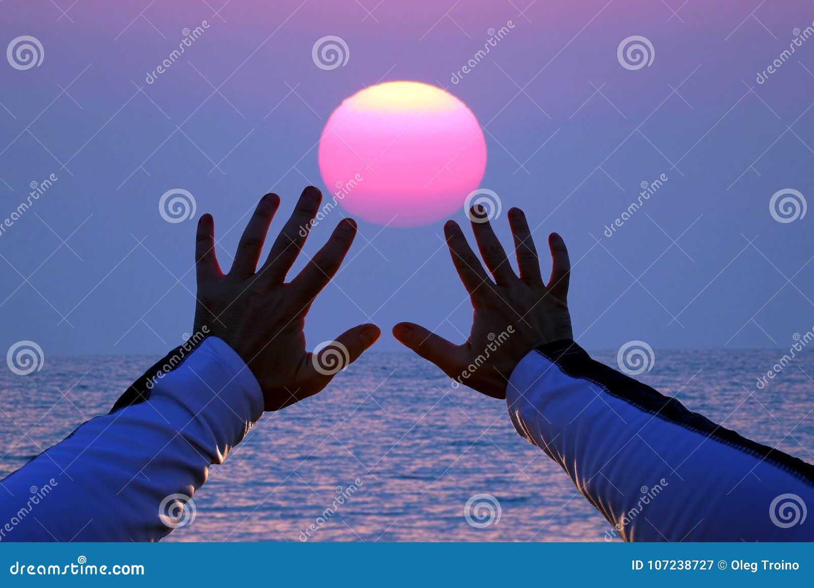 Lifted Up Hands in the Background of the Sunset Stock Image - Image of ...