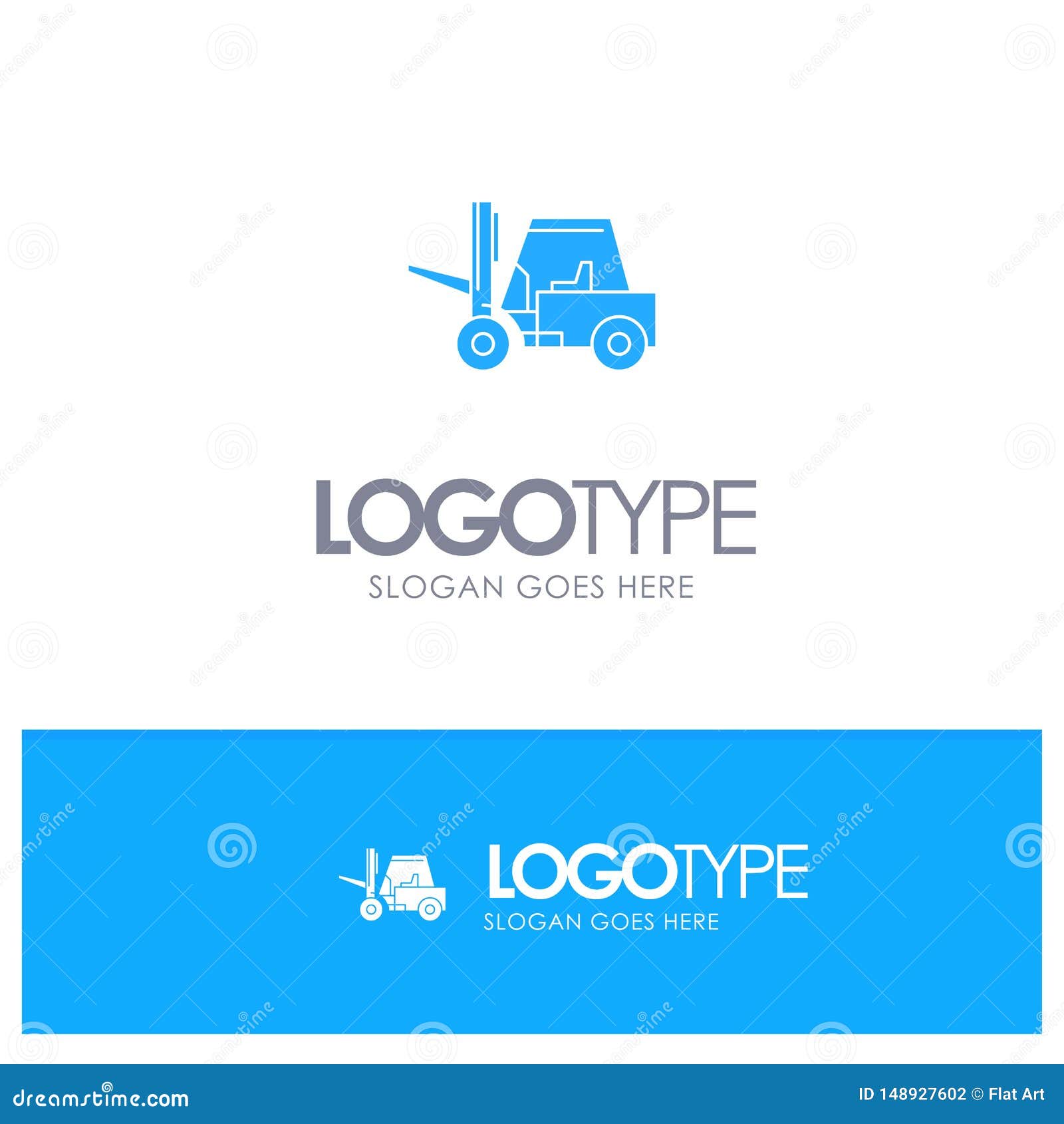 Lifter, Lifting, Truck, Transport Blue Solid Logo with Place for ...
