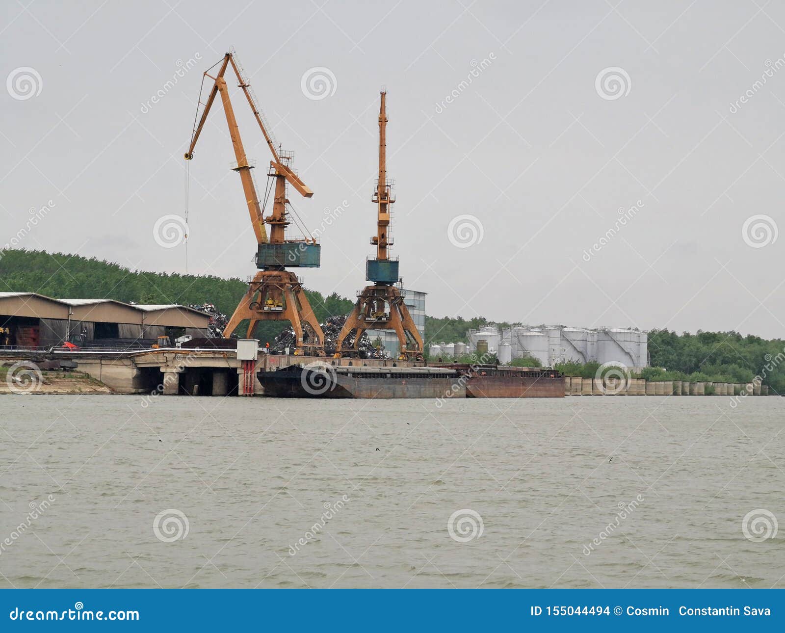 Lifting Big Cranes for Ship Loading Stock Photo - Image of cargo ...