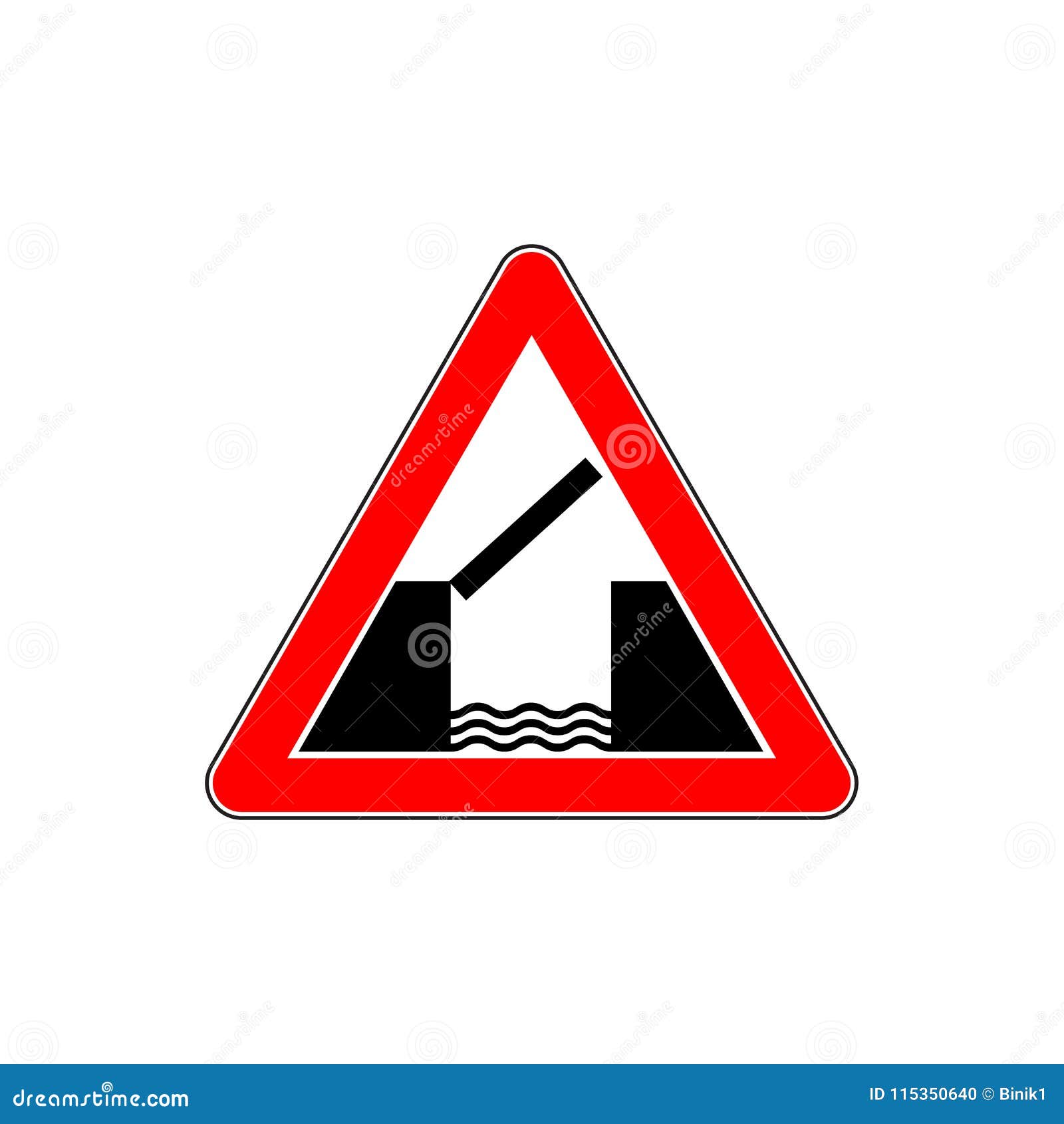 Lifting Bridge Warning Sign Icon, Flat Style Stock Vector ...