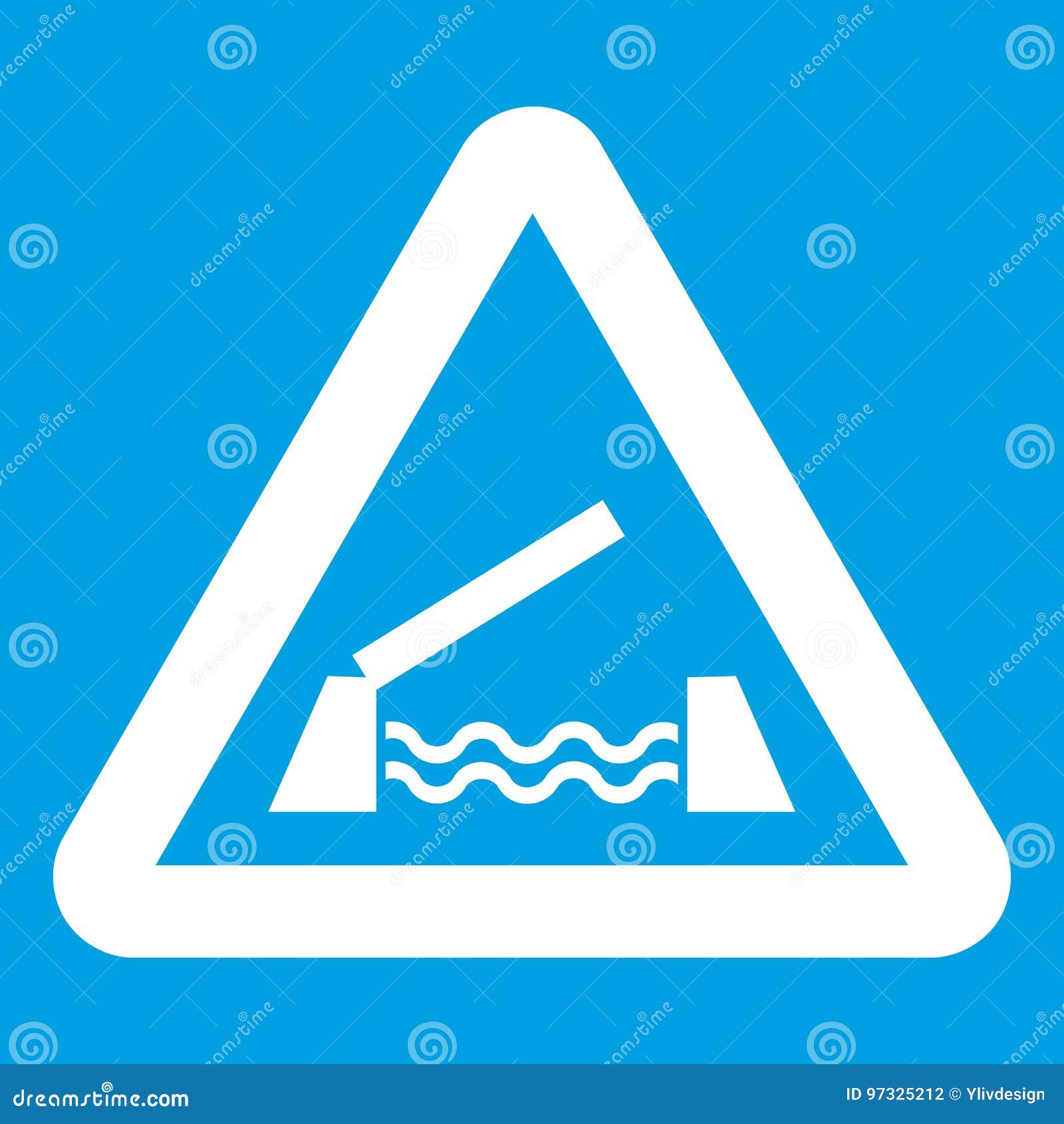 Lifting Bridge Warning Sign Icon White Stock Vector - Illustration of ...