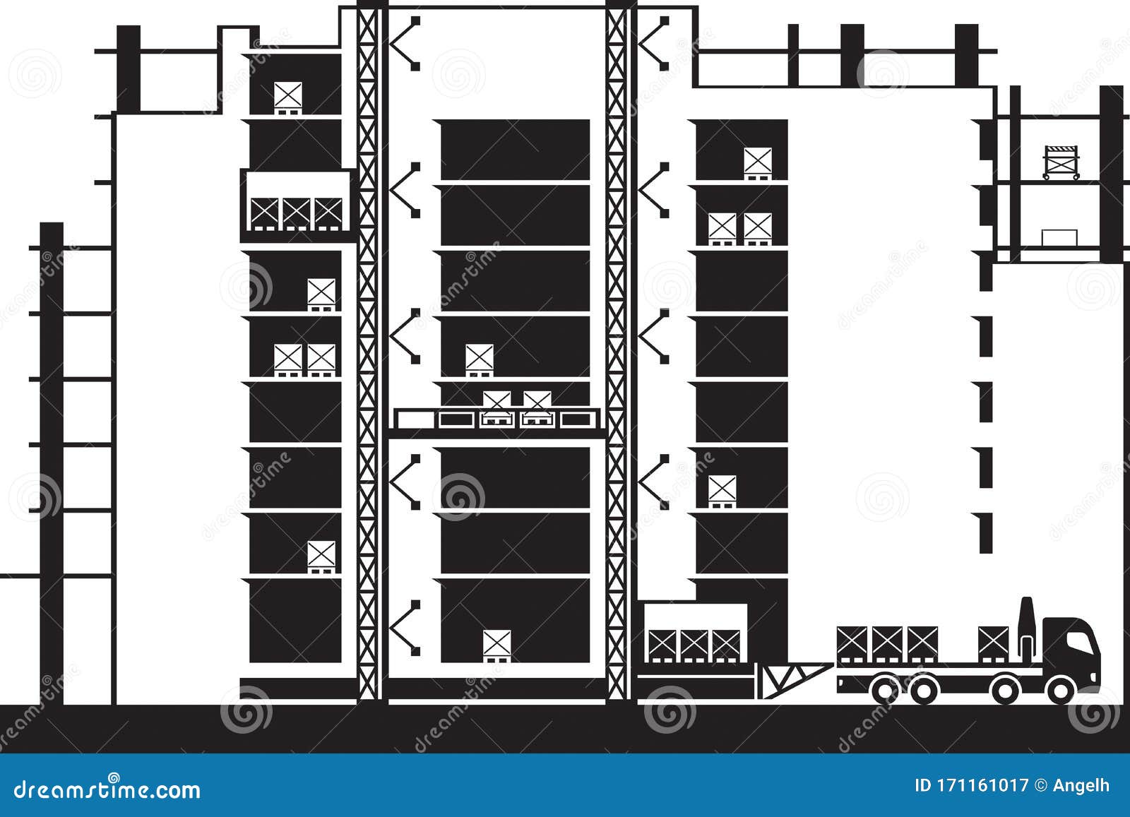 Lifting Of Construction Materials To Floors Of Building By Hoist ...
