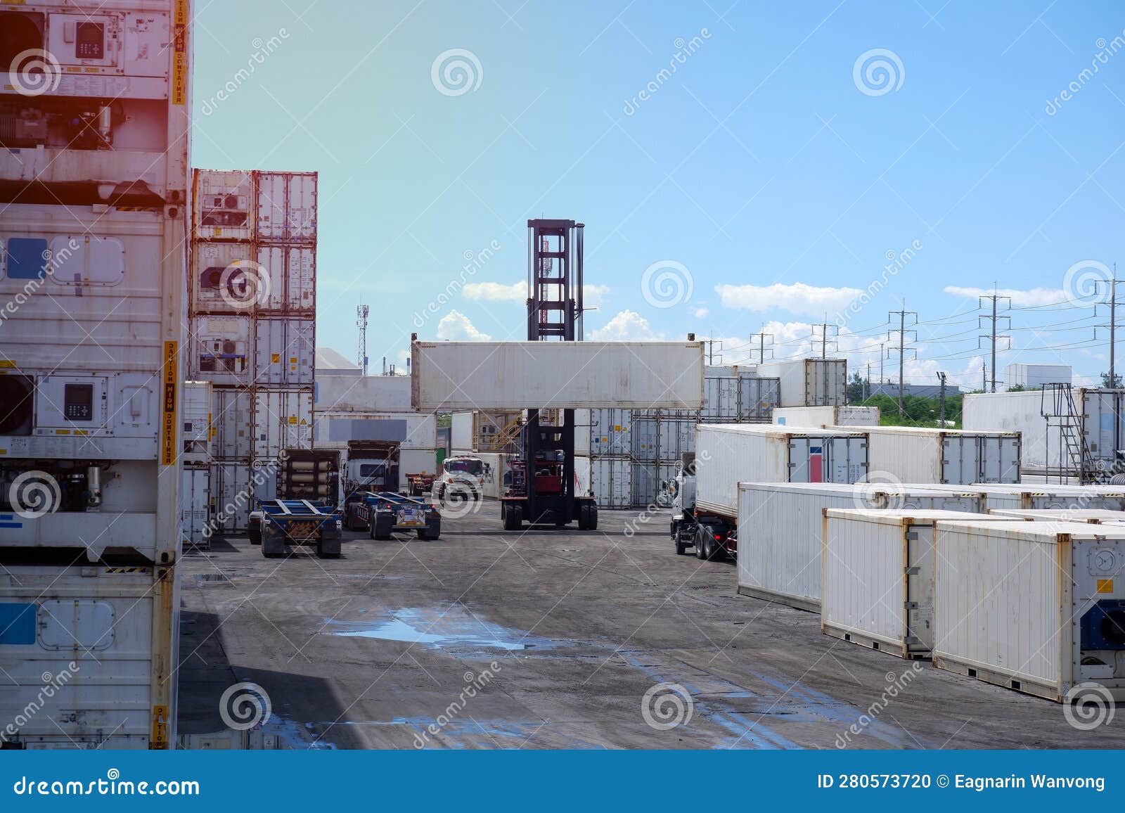 Lifting Containers and Trucks from an Industry Perspective Stock Photo ...