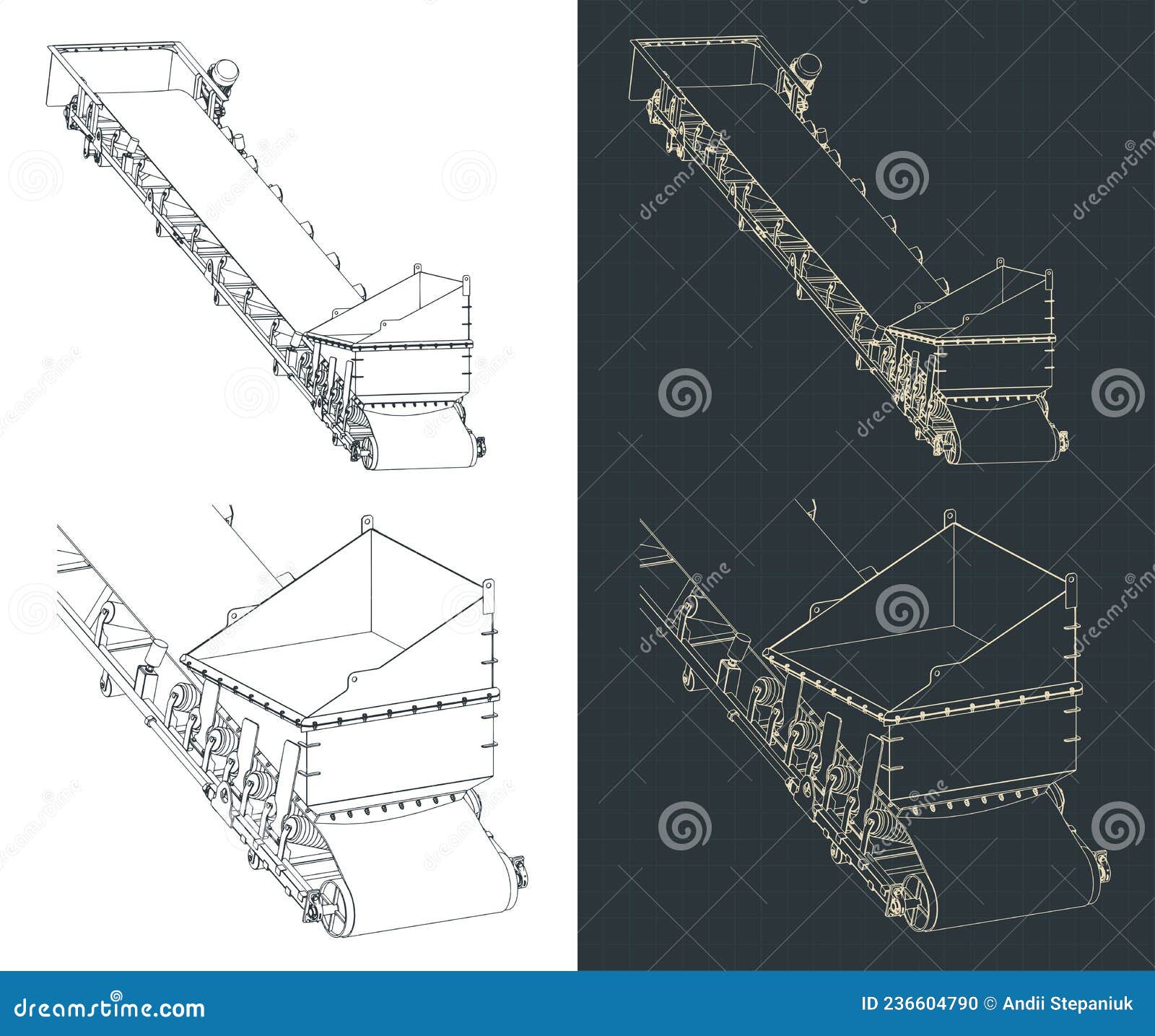 Lifting conveyor drawings stock vector. Illustration of factory - 236604790