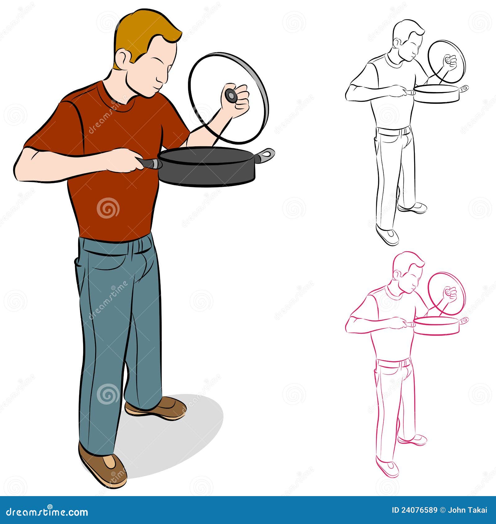 Lifting Cooking Pan Lid stock vector. Illustration of clip - 24076589