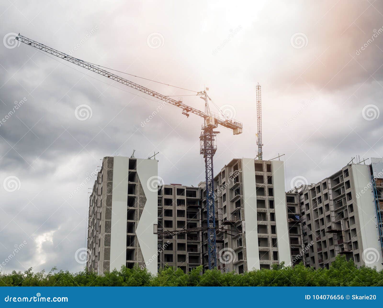 Lifting crane and building stock photo. Image of high - 104076656