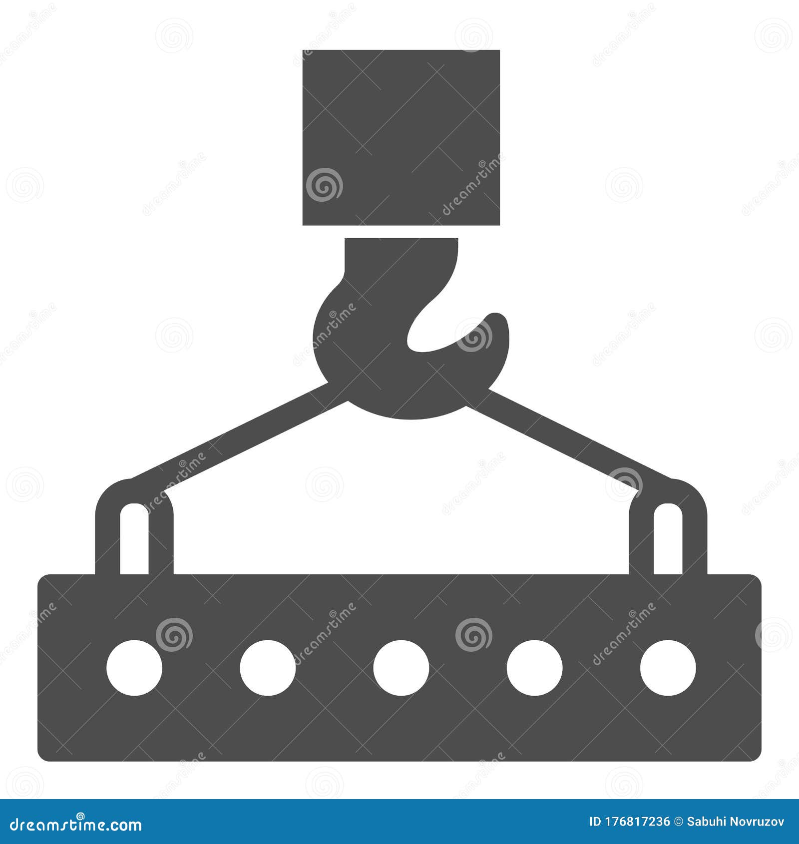 Lifting Hooked Container or Cement Plate Solid Icon. Crane with Cargo ...