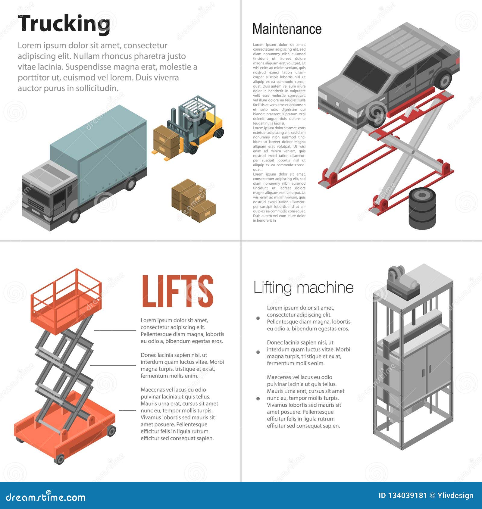 Lifting Machine Banner Set, Isometric Style Stock Vector - Illustration ...