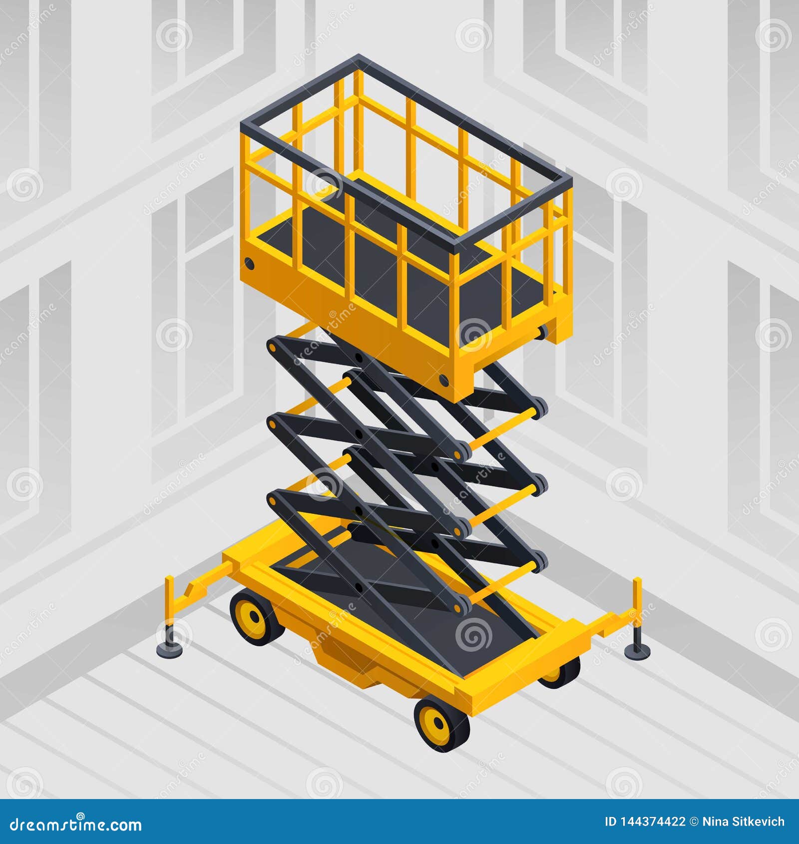 Lifting Machine Concept Background, Isometric Style Stock Vector ...
