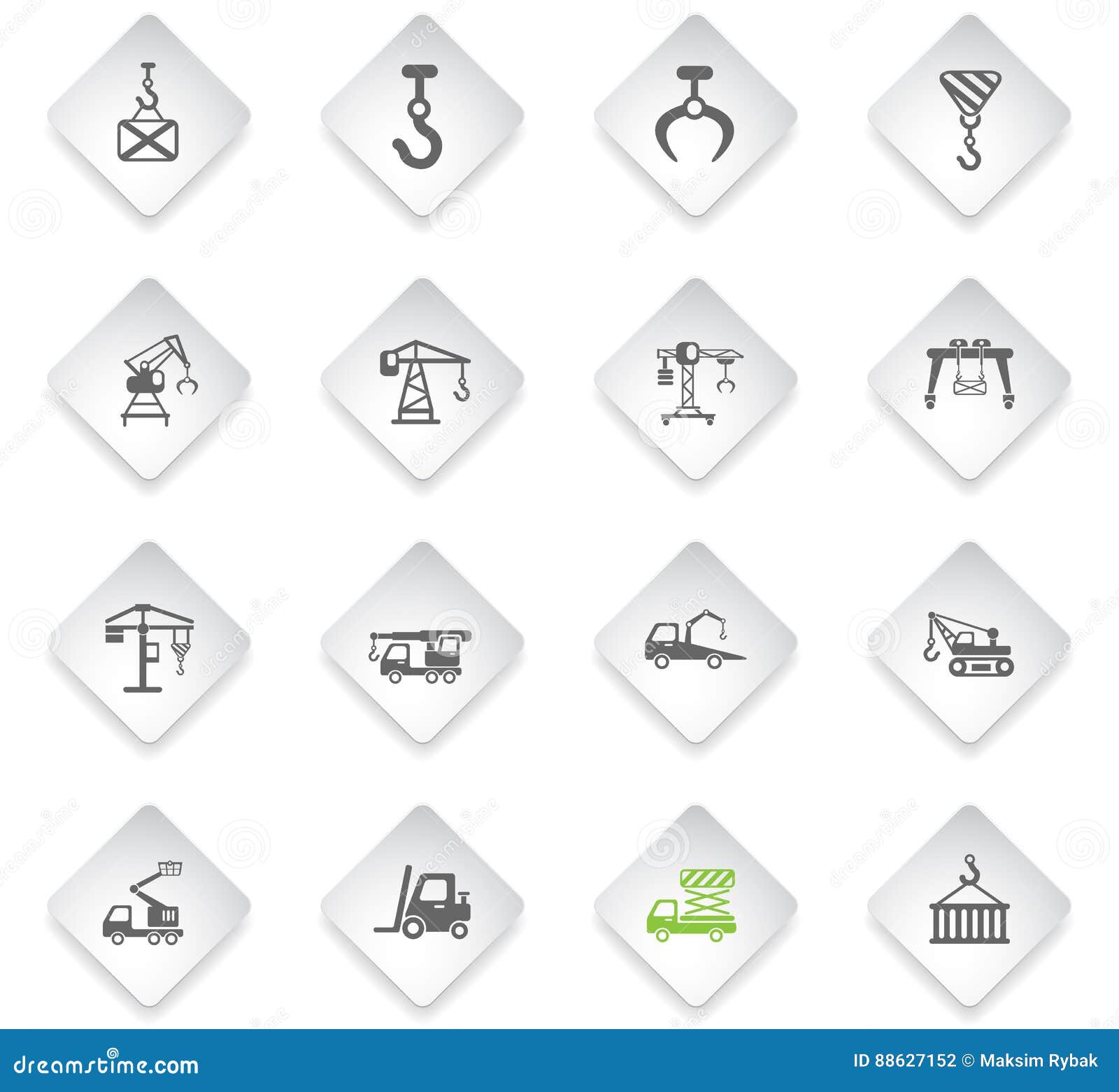 Lifting machines icon set stock illustration. Illustration of mobile ...