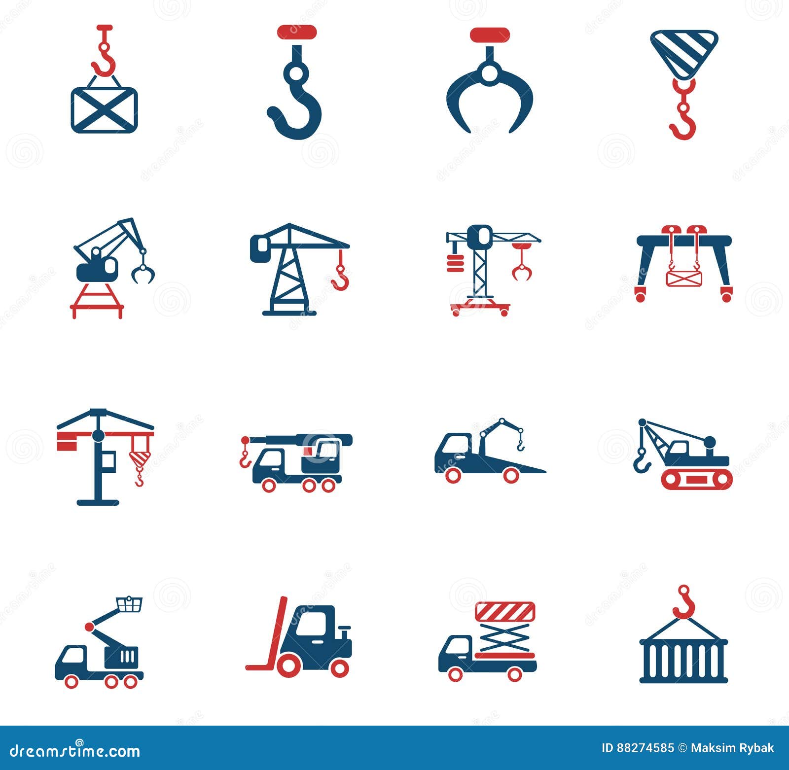 Lifting machines icon set stock vector. Illustration of weight - 88274585