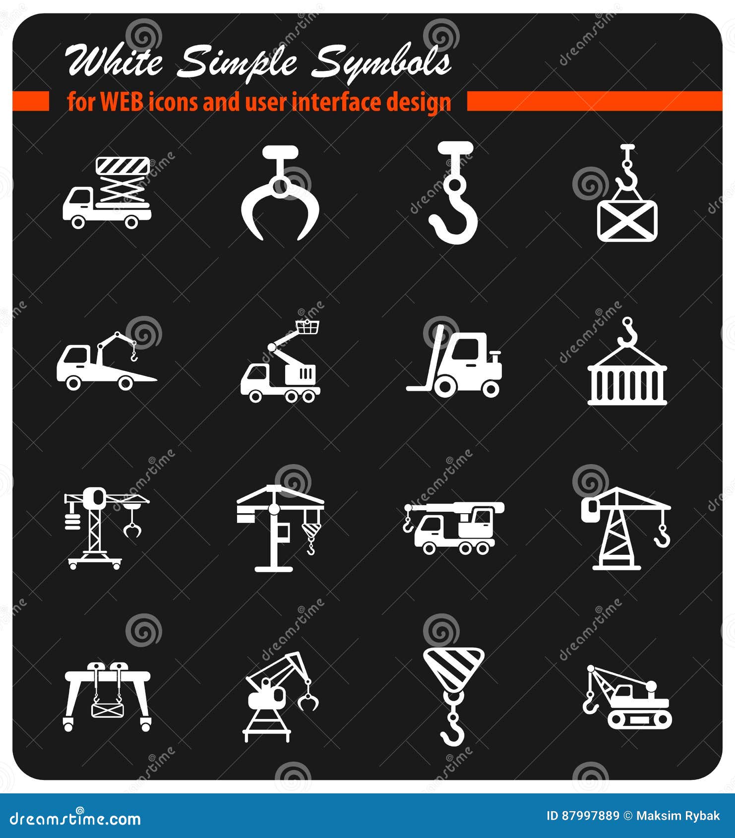 Lifting machines icon set stock vector. Illustration of icon - 87997889