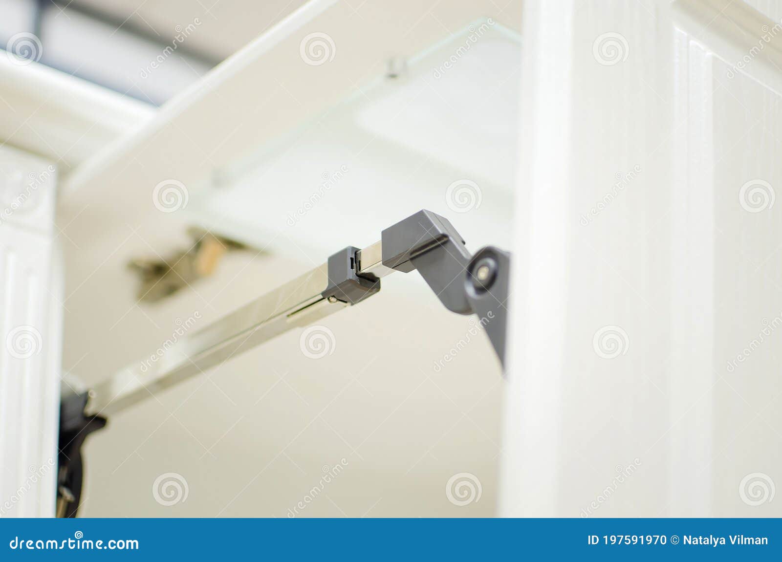 Lifting Mechanism of the Kitchen Facade. Close-up Stock Photo - Image ...