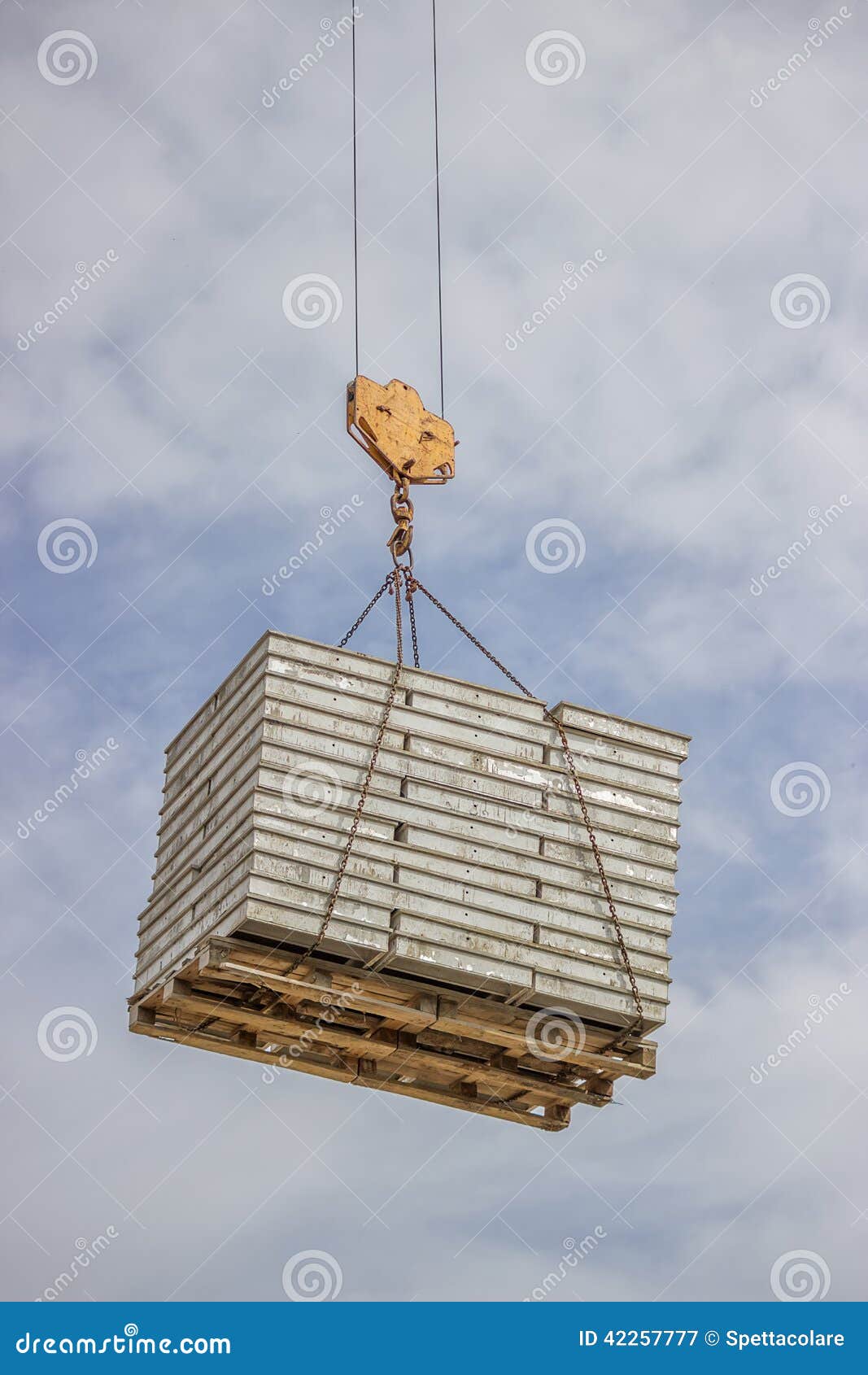 Lifting Pallet with Formwork Elements by Crane 2 Stock Image - Image of ...