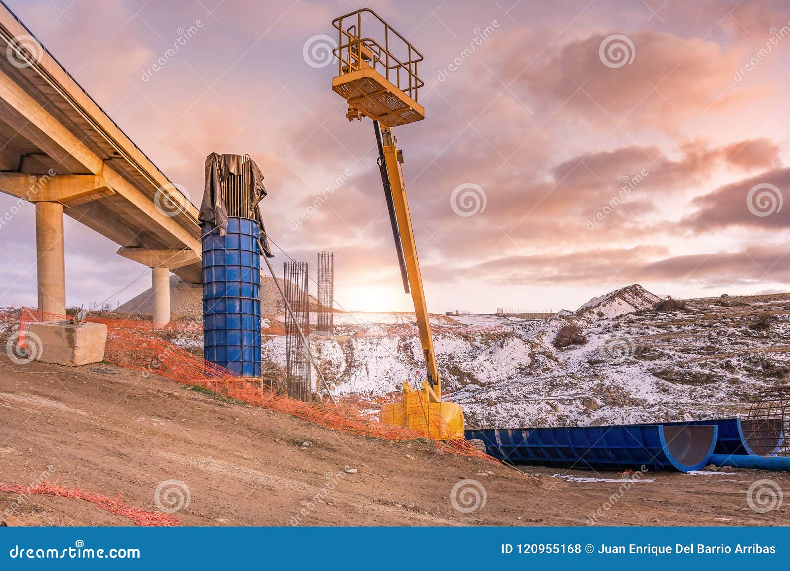 Lifting Platform in the Construction of a Bridge. Construction Phase of ...