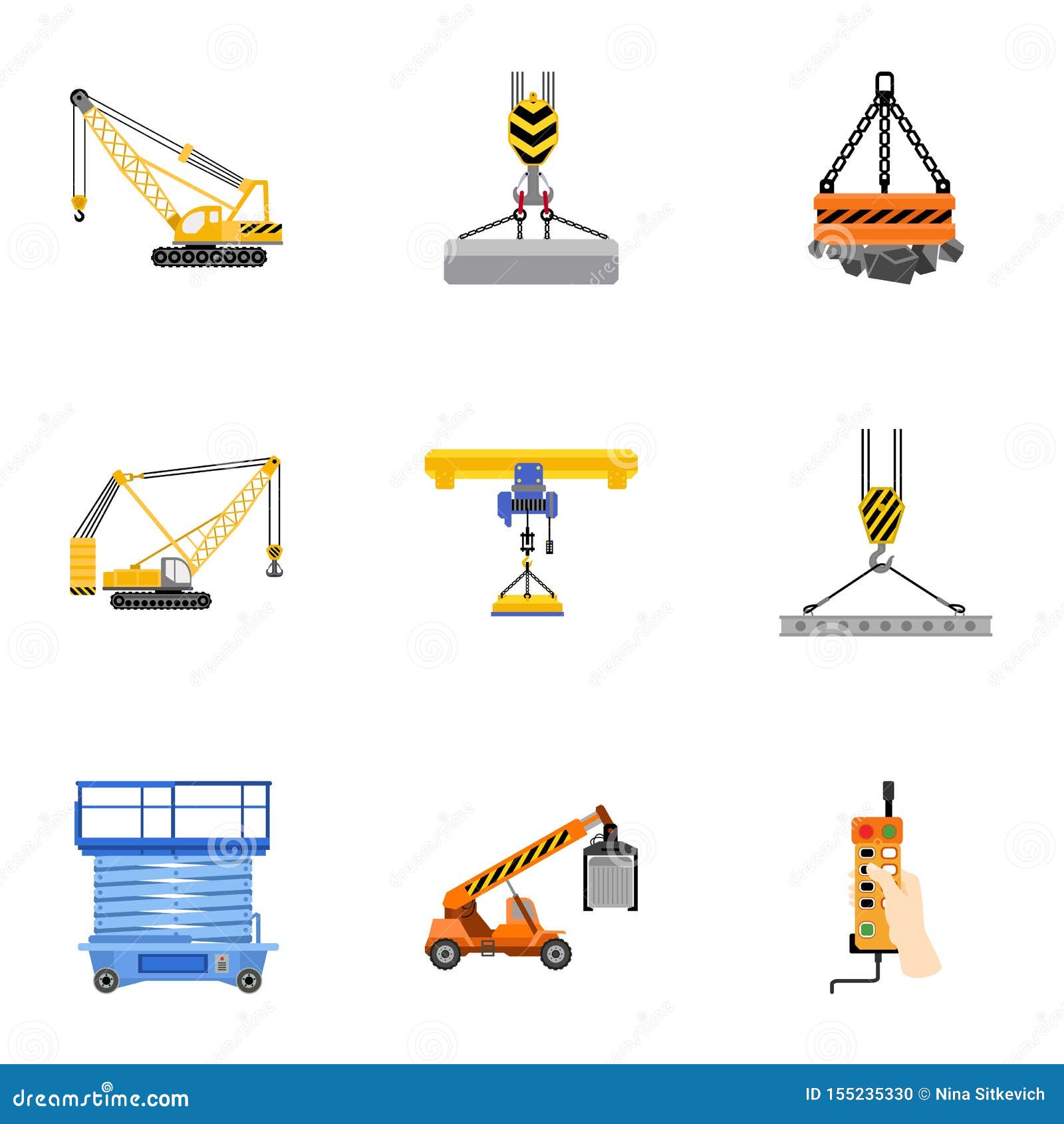 Lifting Platform Icon Set, Flat Style Stock Vector - Illustration of ...