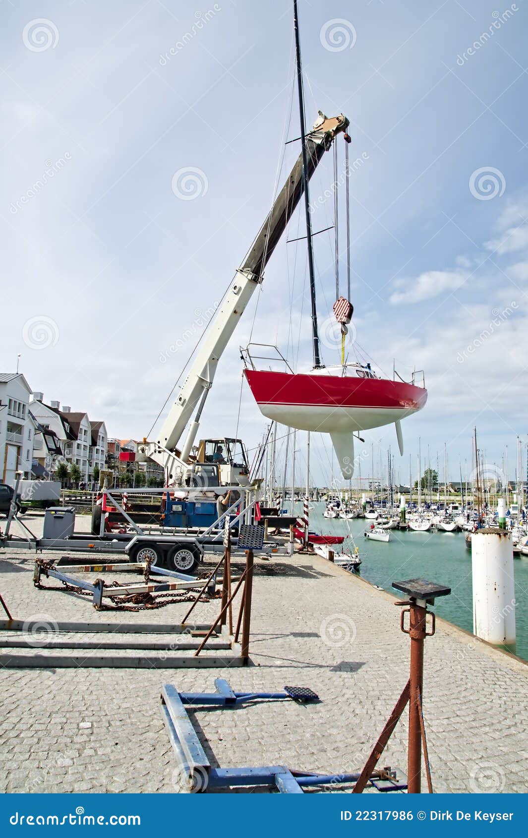 Lifting Sailing Boat in the Water Stock Photo - Image of travel, white ...