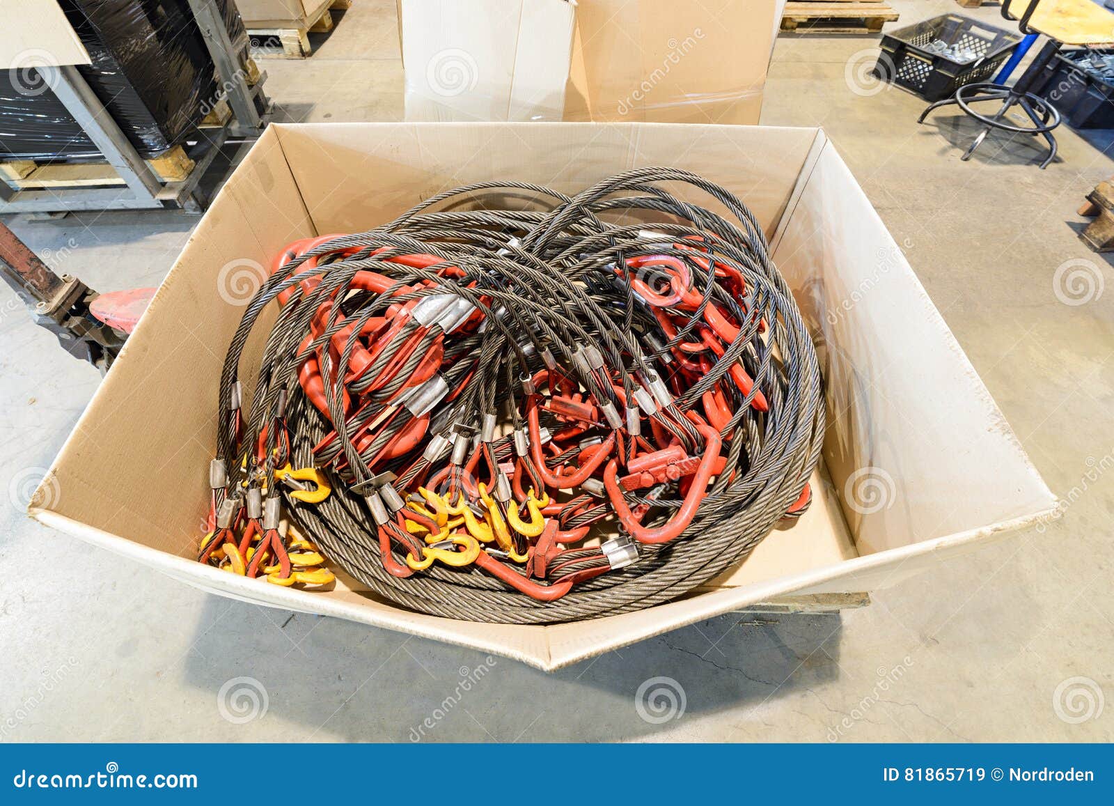 Lifting Slings Stacked in a Cardboard Box. Stock Image - Image of ...