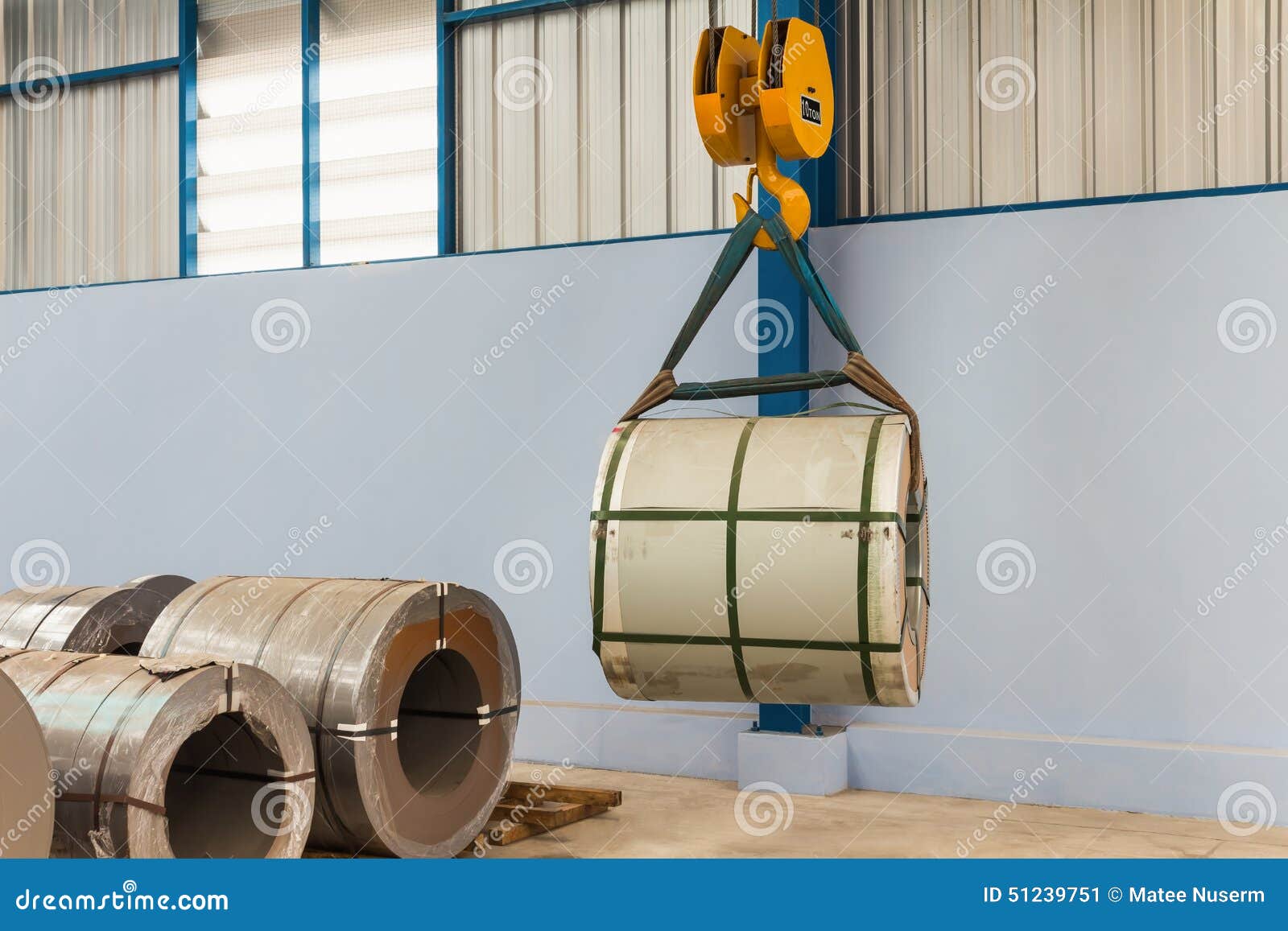 Lifting steel coil stock image. Image of iron, move, hoist - 51239751