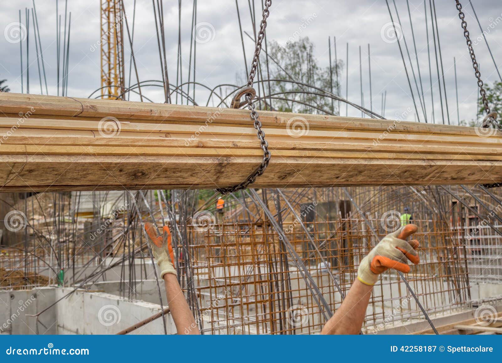 Lifting Timber Plank for Formwork Stock Image - Image of reinforce ...