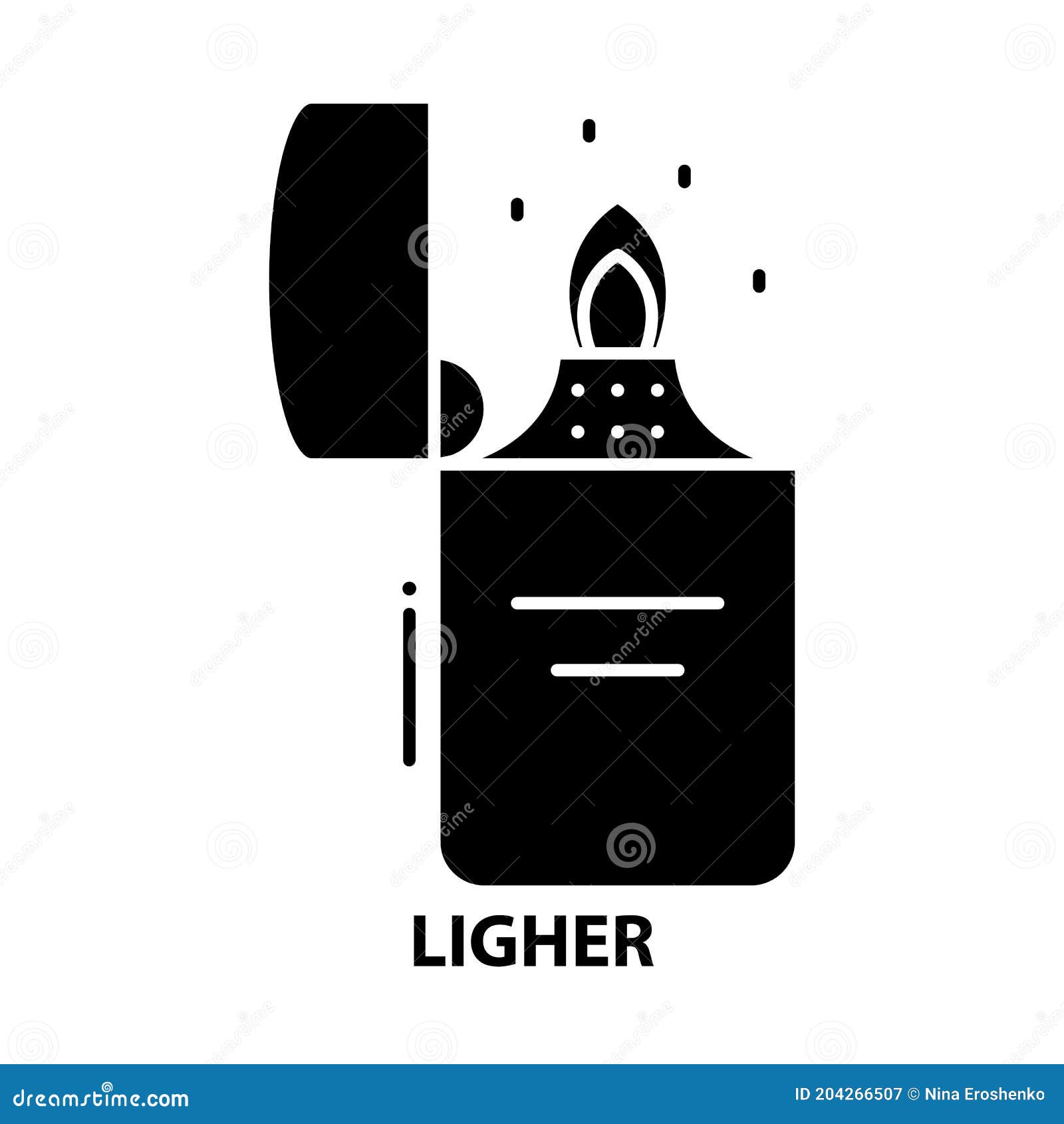 Golden Zippo Lighter Isolated On A White Background. Color Line Art ...