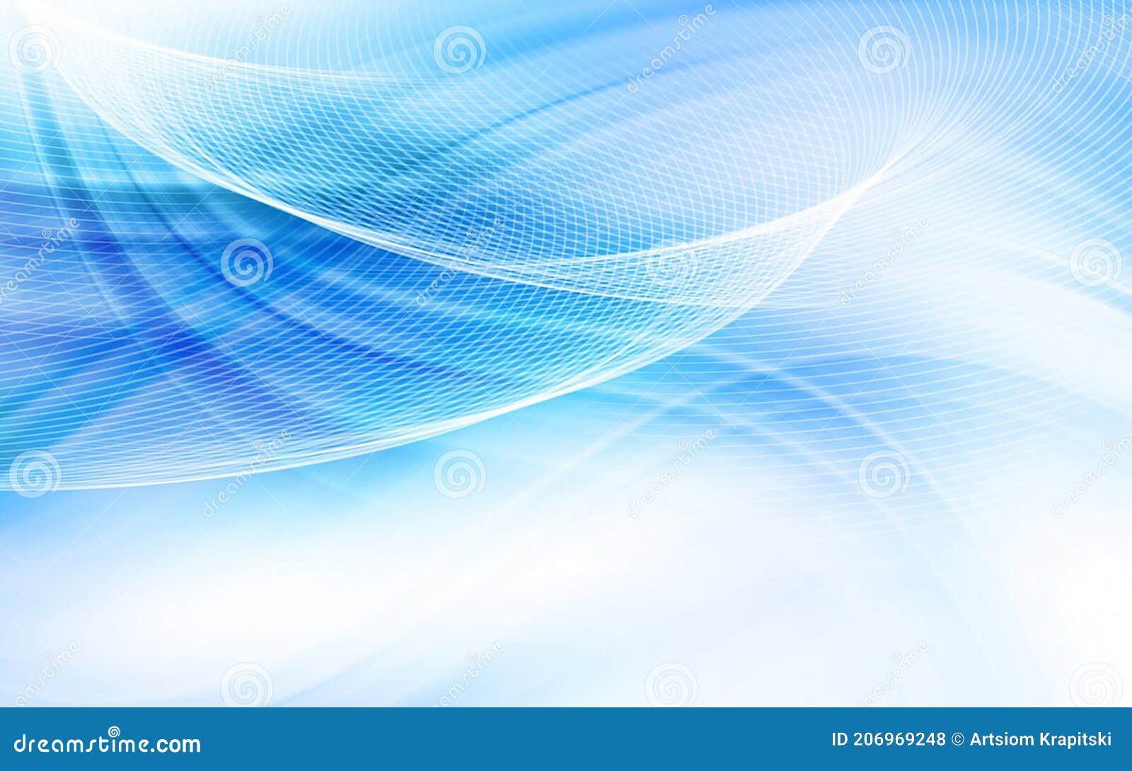 Light Abstraction with Bright Blue Patterns and White Lines. a Swirling ...