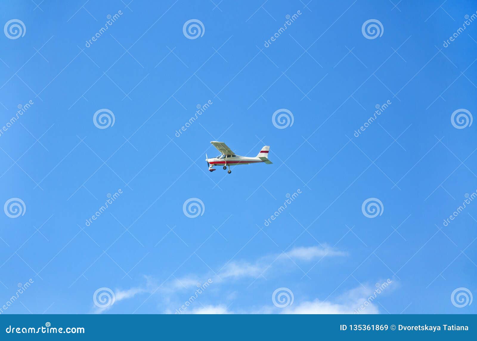 Light Aircraft on Blue Sky As Background Stock Image - Image of ...