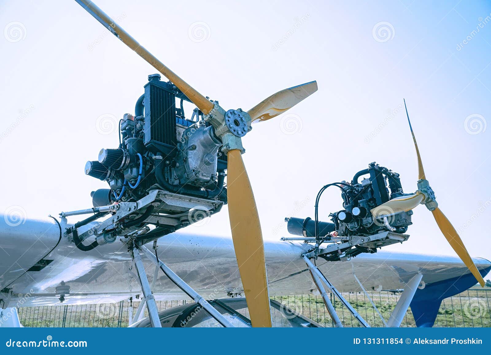 Light Aircraft Engines Against a Sky Stock Photo - Image of motor, prop ...