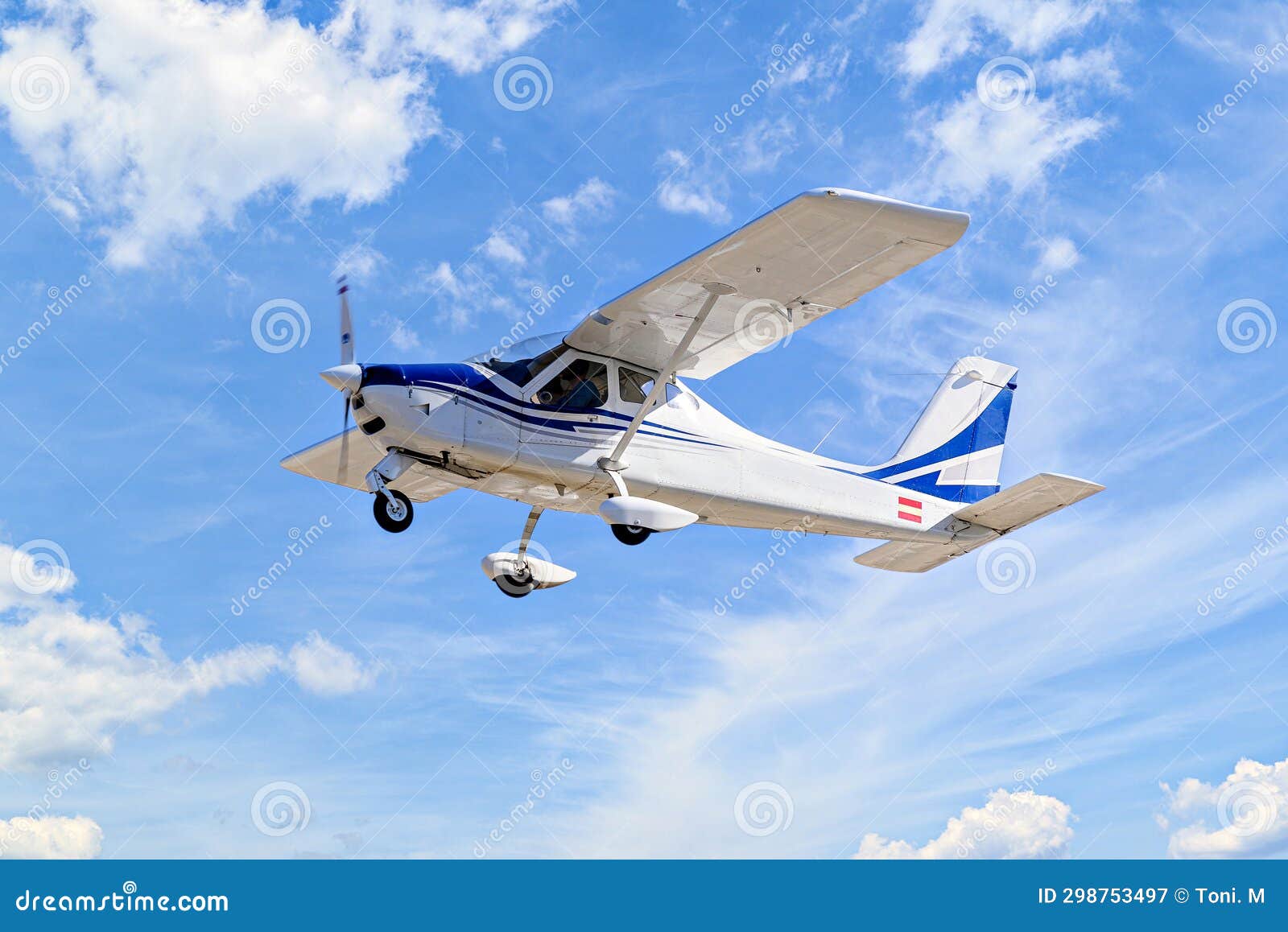 Light Aircraft Flying Over Blue Sky Stock Image - Image of height ...