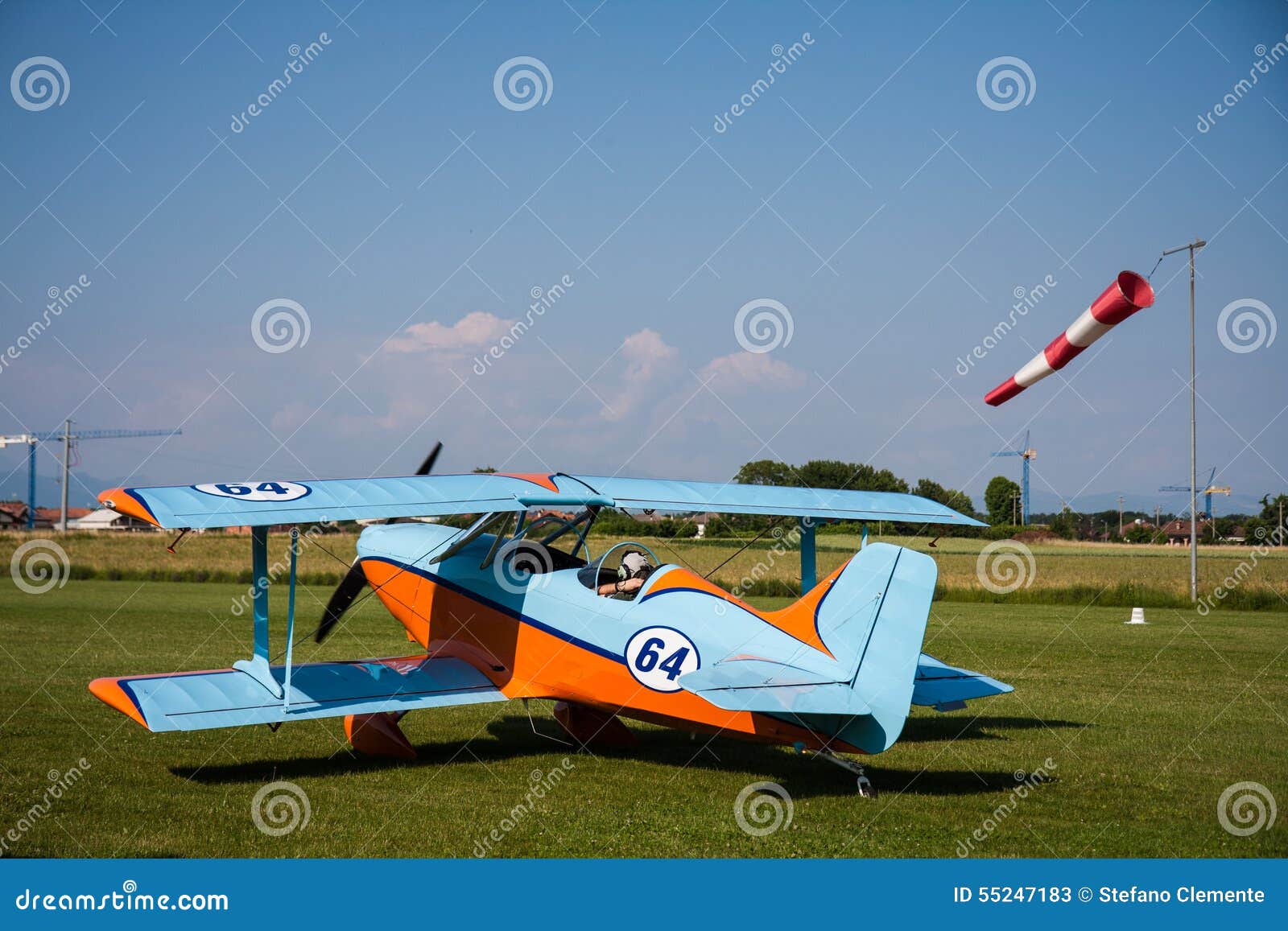Light Aircraft Modern Biplane Orange Blue Stock Photos - Free & Royalty ...