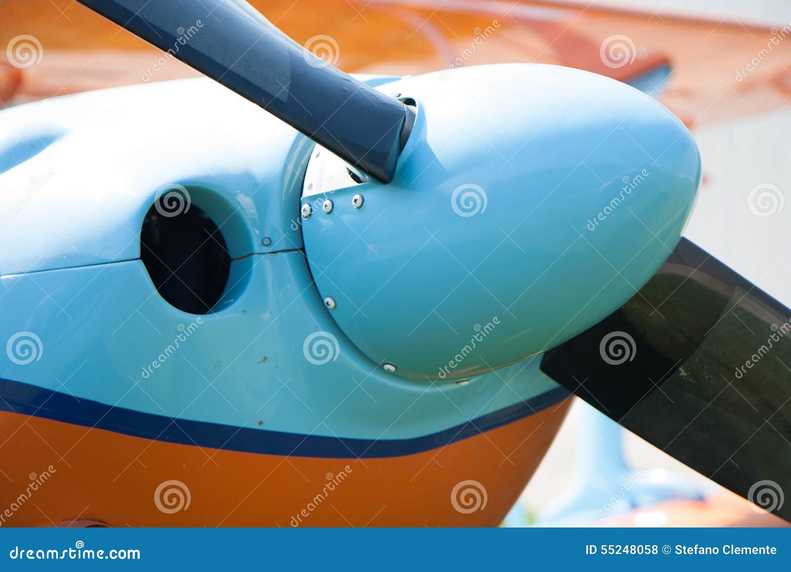 Light Aircraft, Modern Biplane Orange and Blue Stock Photo - Image of ...