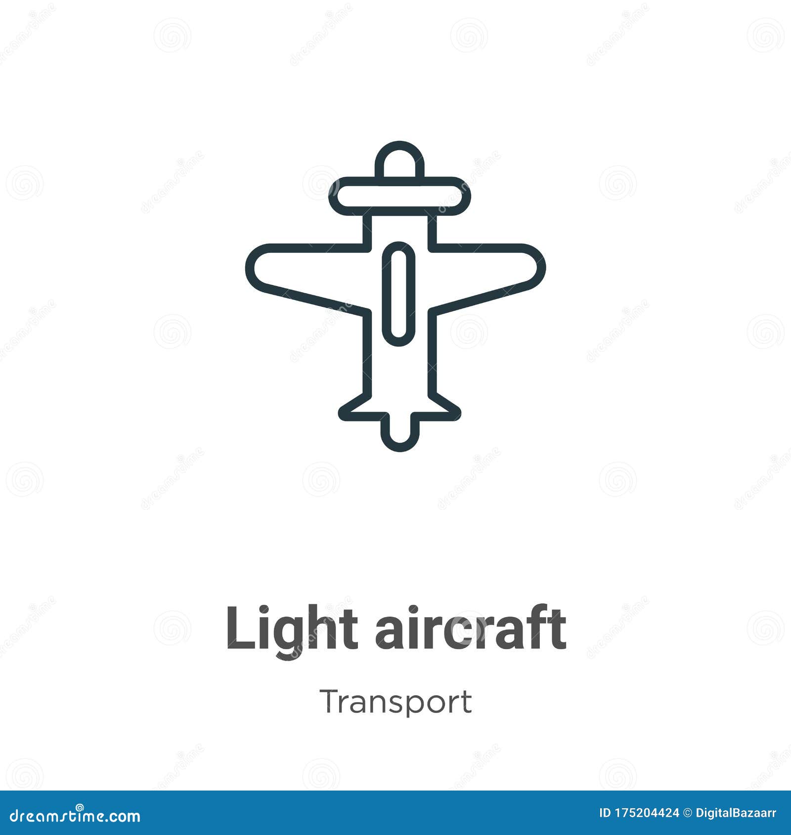 Light Aircraft Outline Vector Icon. Thin Line Black Light Aircraft Icon ...