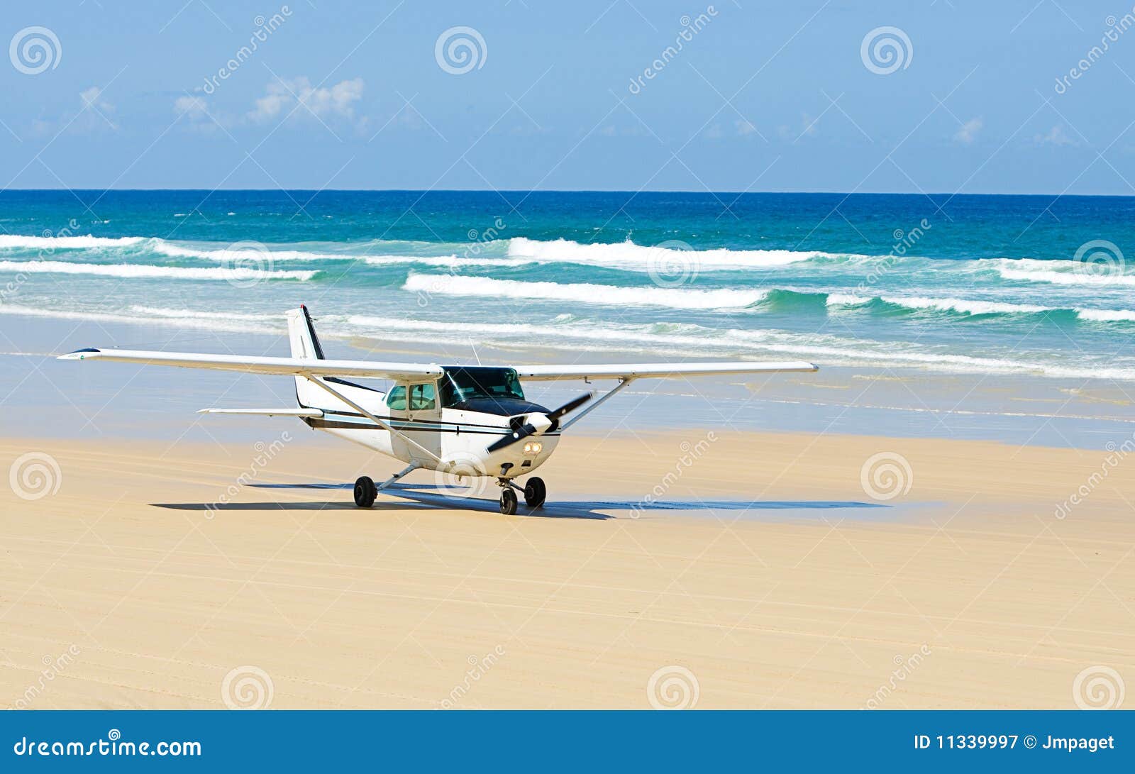 Light Aircraft Taking Off on Beach Stock Image - Image of plane, land ...