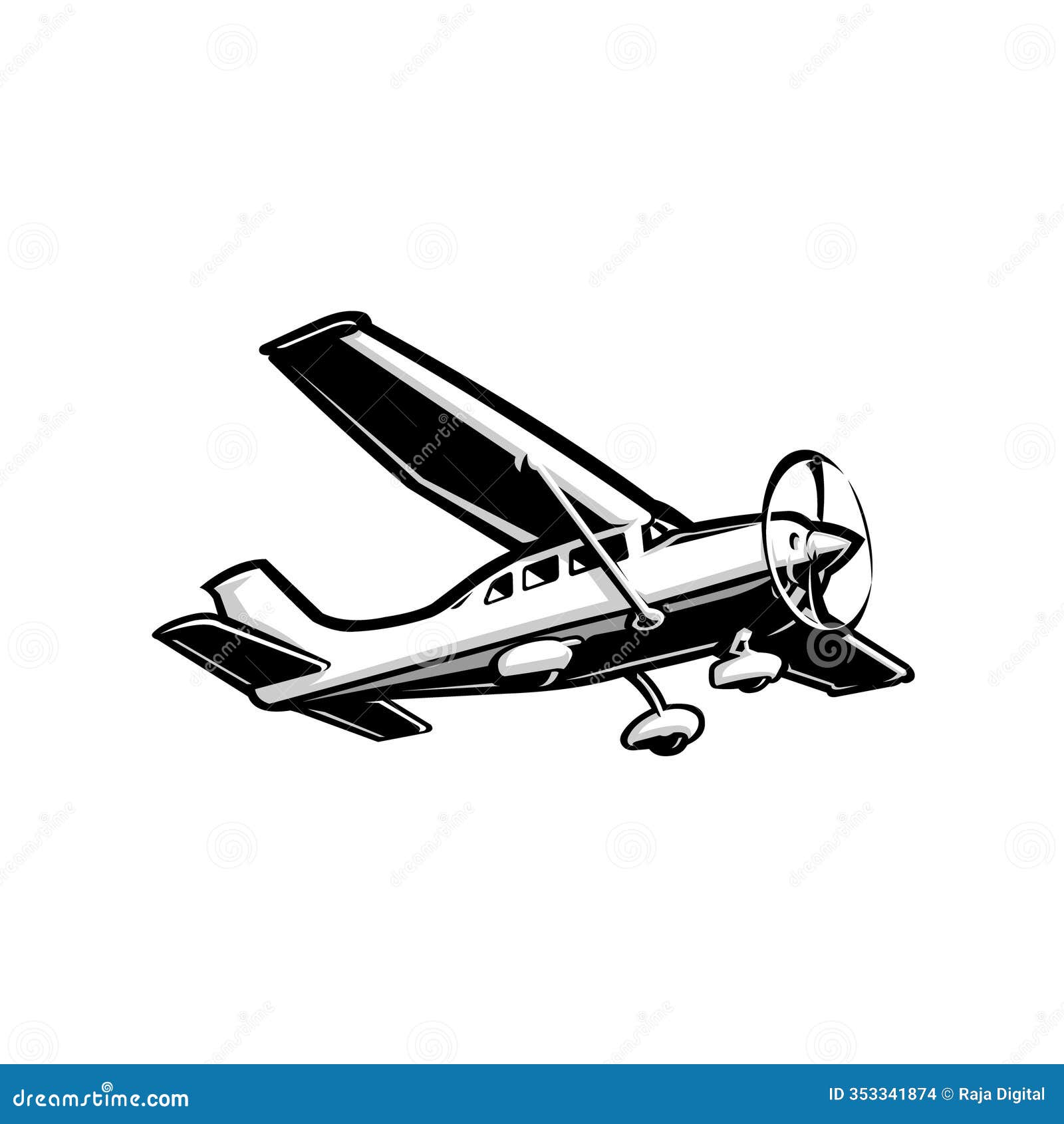 Small Plane Vector Illustration. Single Engine Propelled Passenger ...