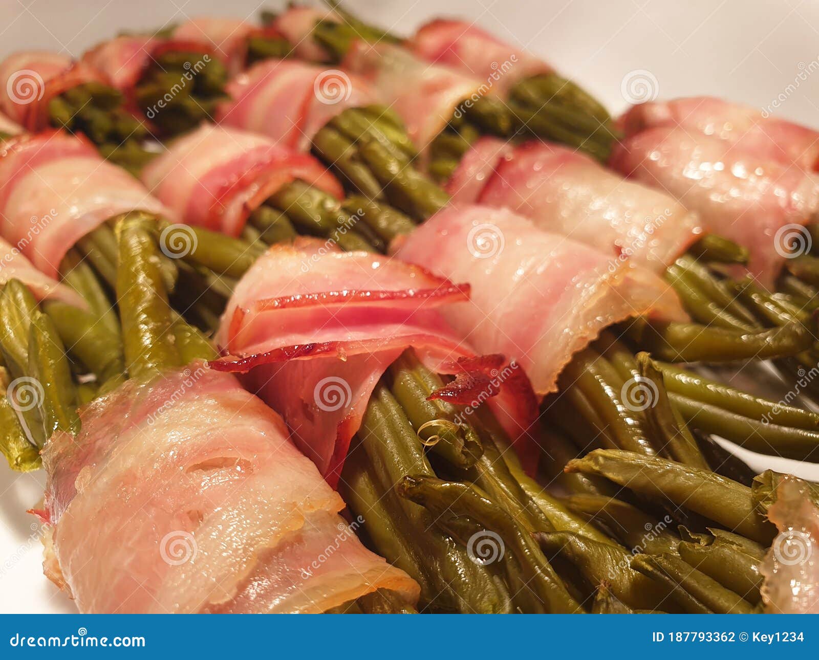 Light Appetizer for a Buffet of Beans and Bacon Stock Photo - Image of ...