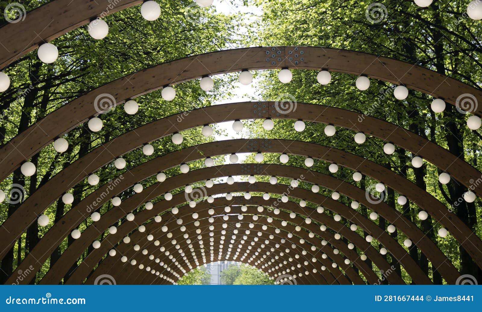 Light arches in park. stock photo. Image of light, street - 281667444