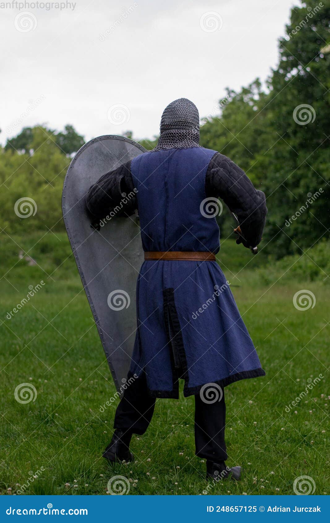 Light Armor Knights Standing Backwards, Shield in Hand Stock Image ...