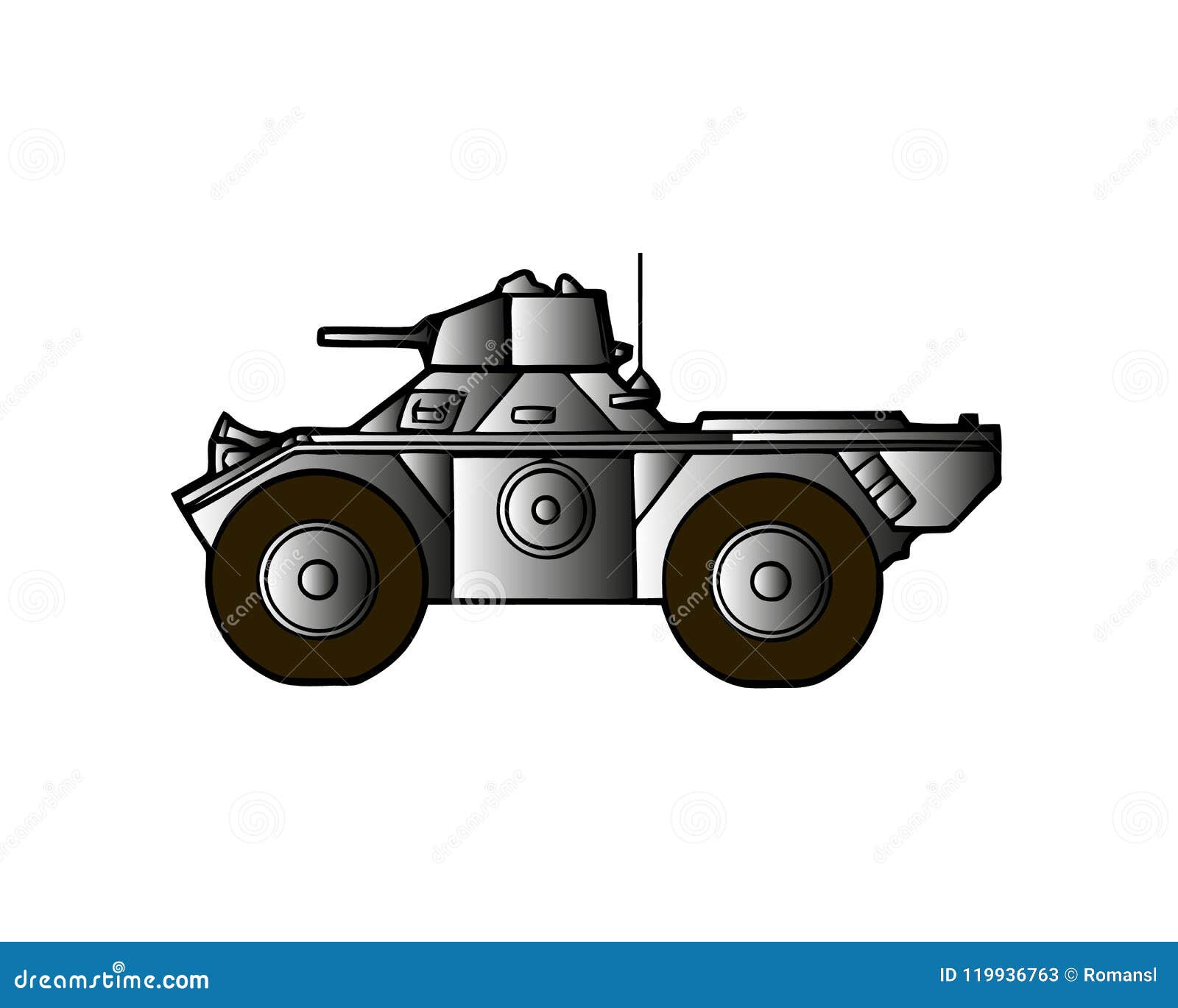 Light Armoured Reconnaissance Vehicle Drives On White Background ...
