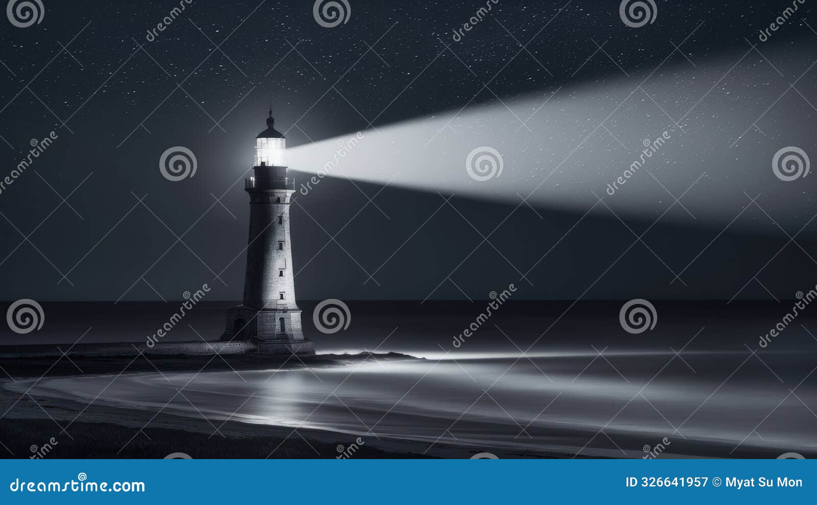 Light of Attraction: a Lonely Lighthouse in the Night, Its Light ...