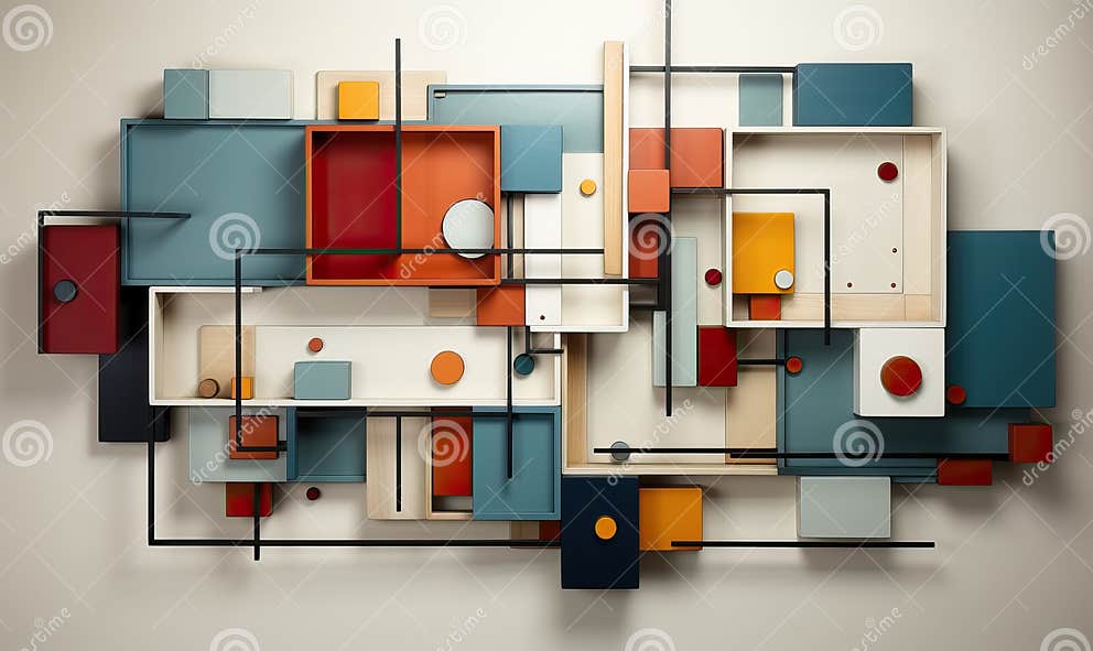 Light Background with Colored 3D Rectangles of Different Sizes. Stock ...