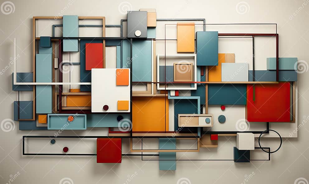 Light Background with Colored 3D Rectangles of Different Sizes. Stock ...