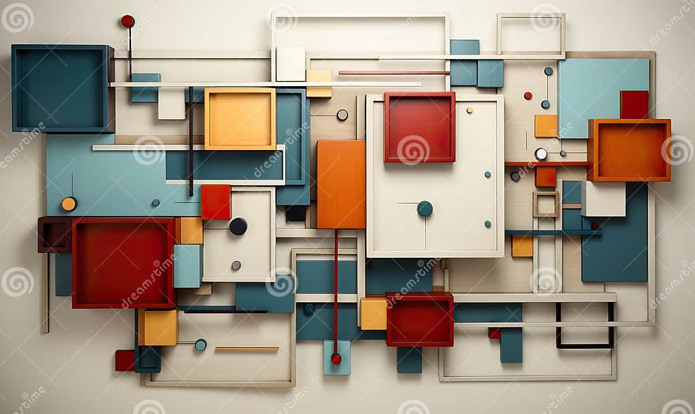 Light Background with Colored 3D Rectangles of Different Sizes. Stock ...