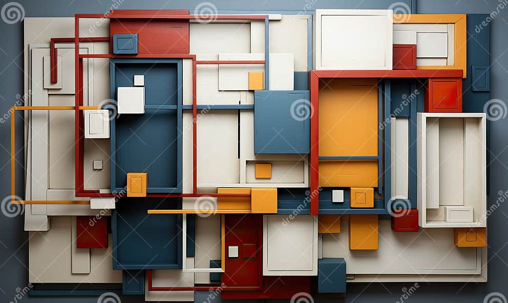 Light Background with Colored 3D Rectangles of Different Sizes. Stock ...