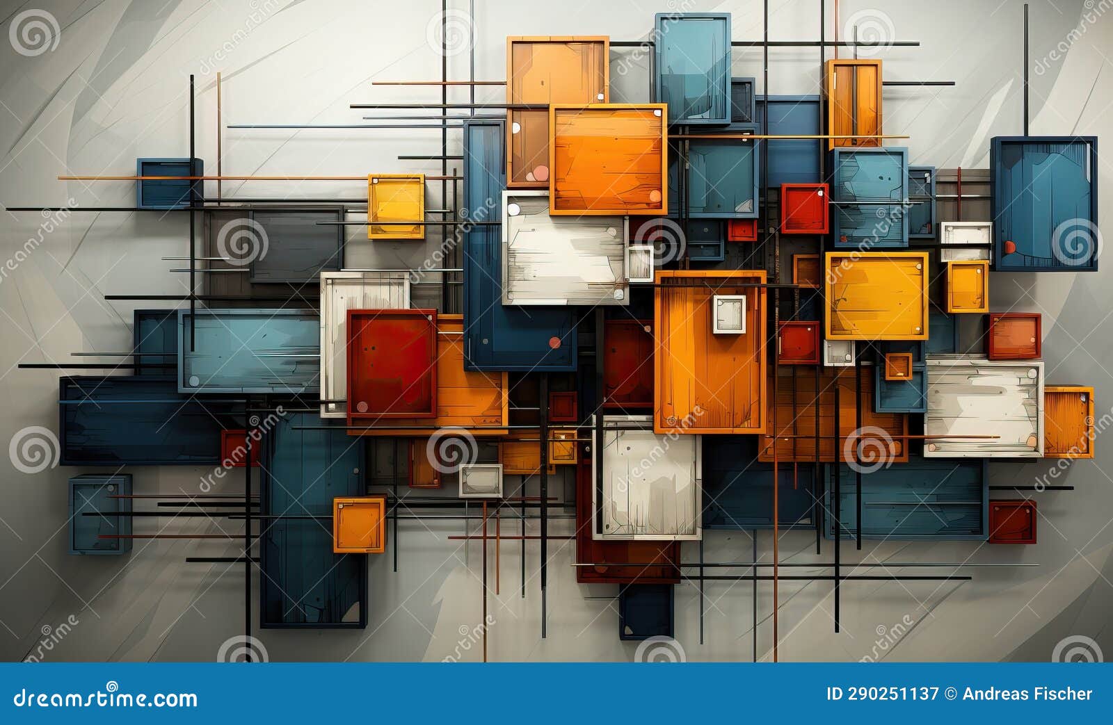 Light Background with Colored 3D Rectangles of Different Sizes. Stock ...