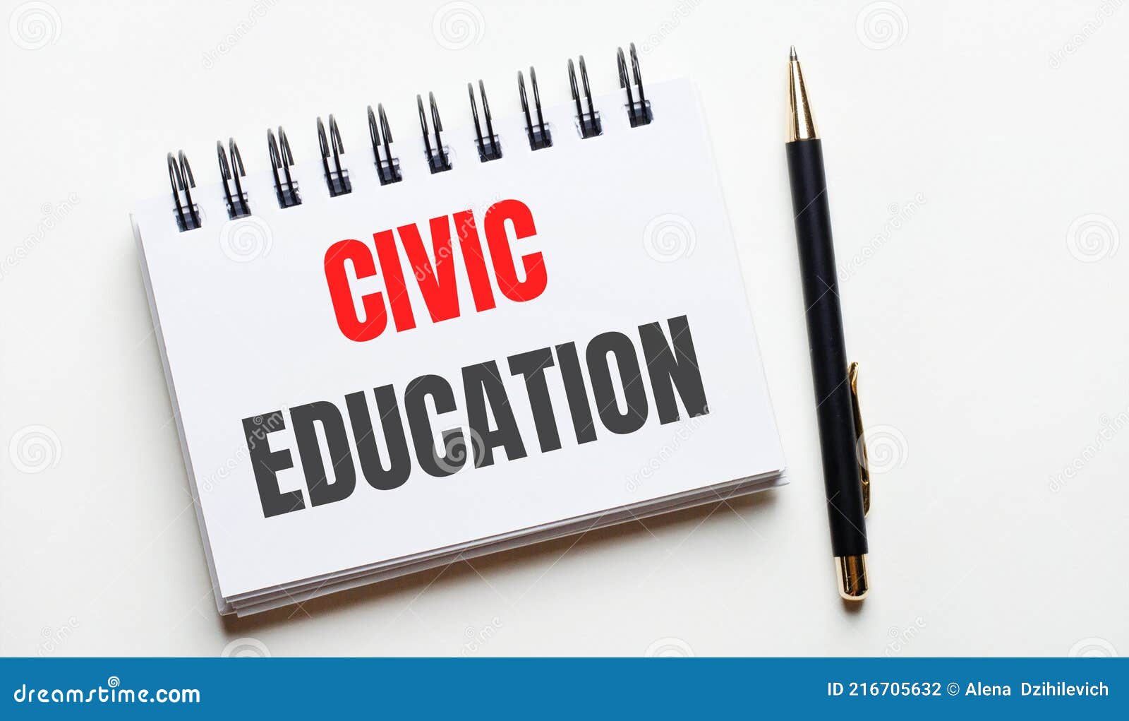 On a Light Background, a White Notebook with are Words CIVIC EDUCATION ...