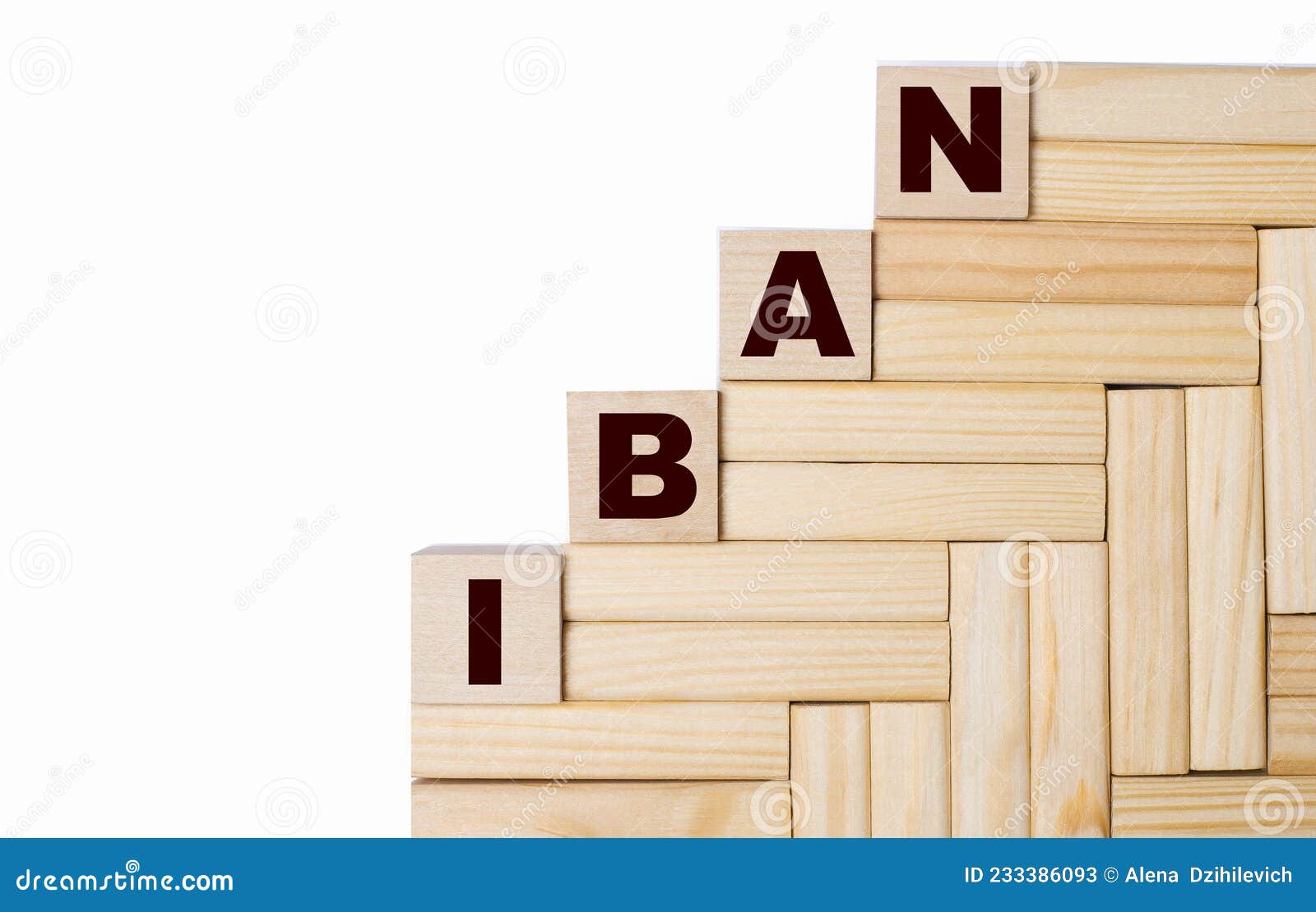 Word IBAN With Wood Building Blocks, Light Blue Background. Document ...