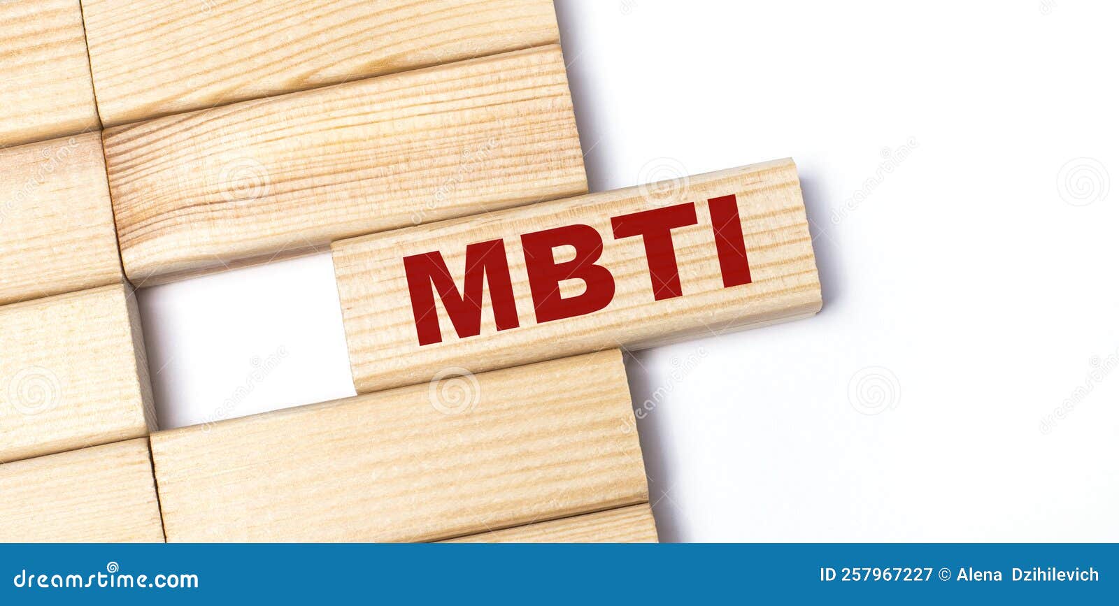 On a Light Background, Wooden Blocks with the Text MBTI. Close-up Top ...