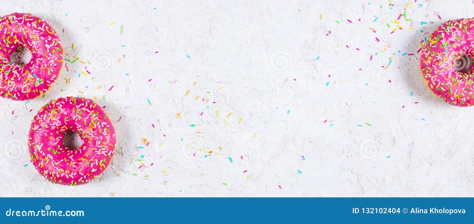 Light Banner with Pink Donuts Stock Photo - Image of glaze ...