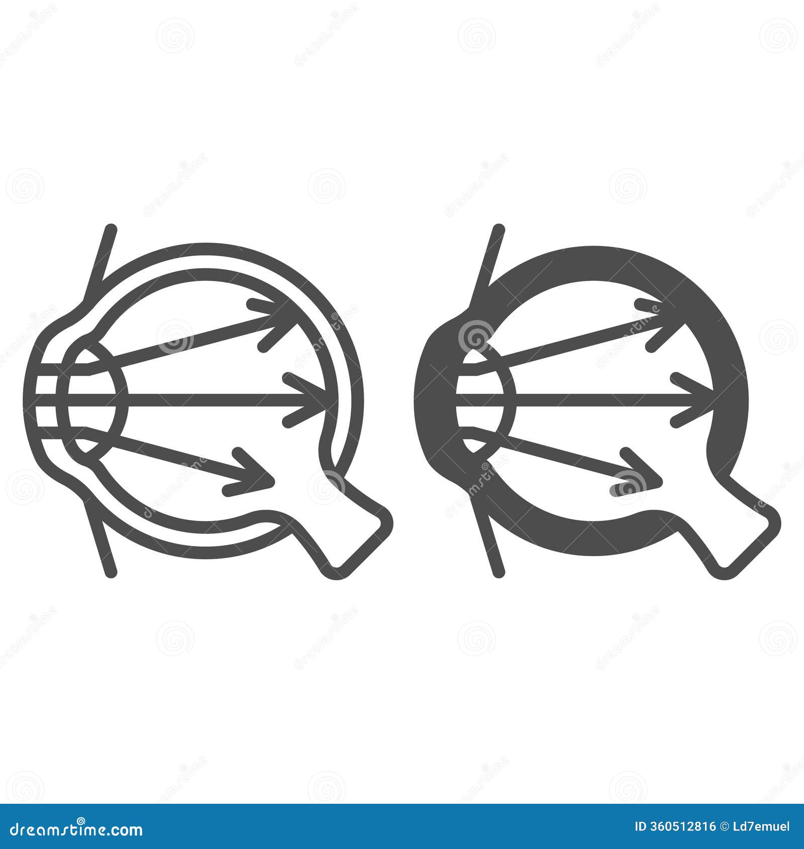 Light Beam in Eye Line and Solid Icon, Optics and Vision Concept ...