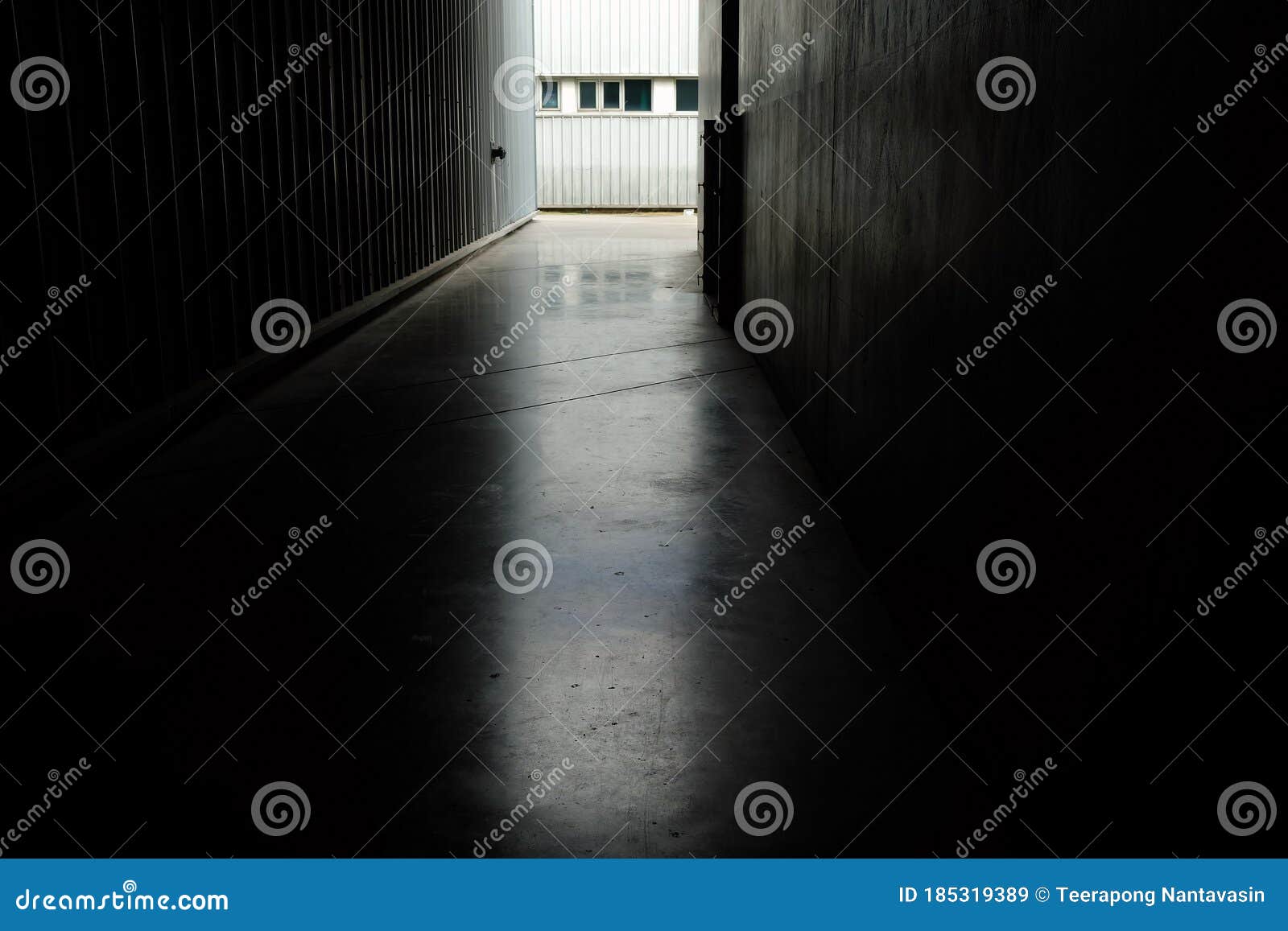 Light Beam on Hallway Ground in the Warehouse. Stock Image - Image of ...